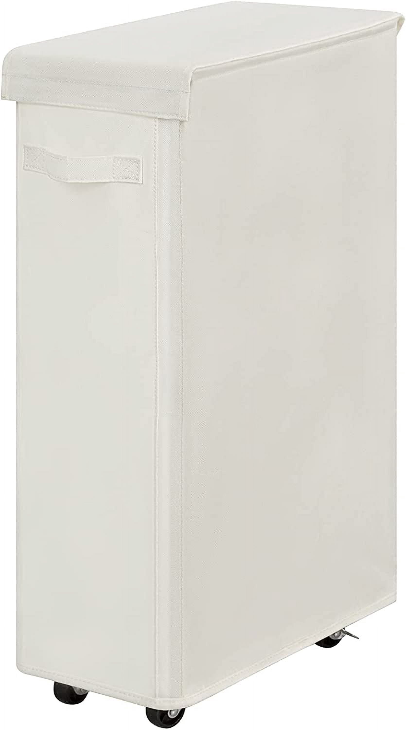 qwertyl Slim Laundry Hamper with Wheels 45L Narrow Rolling Laundry ...