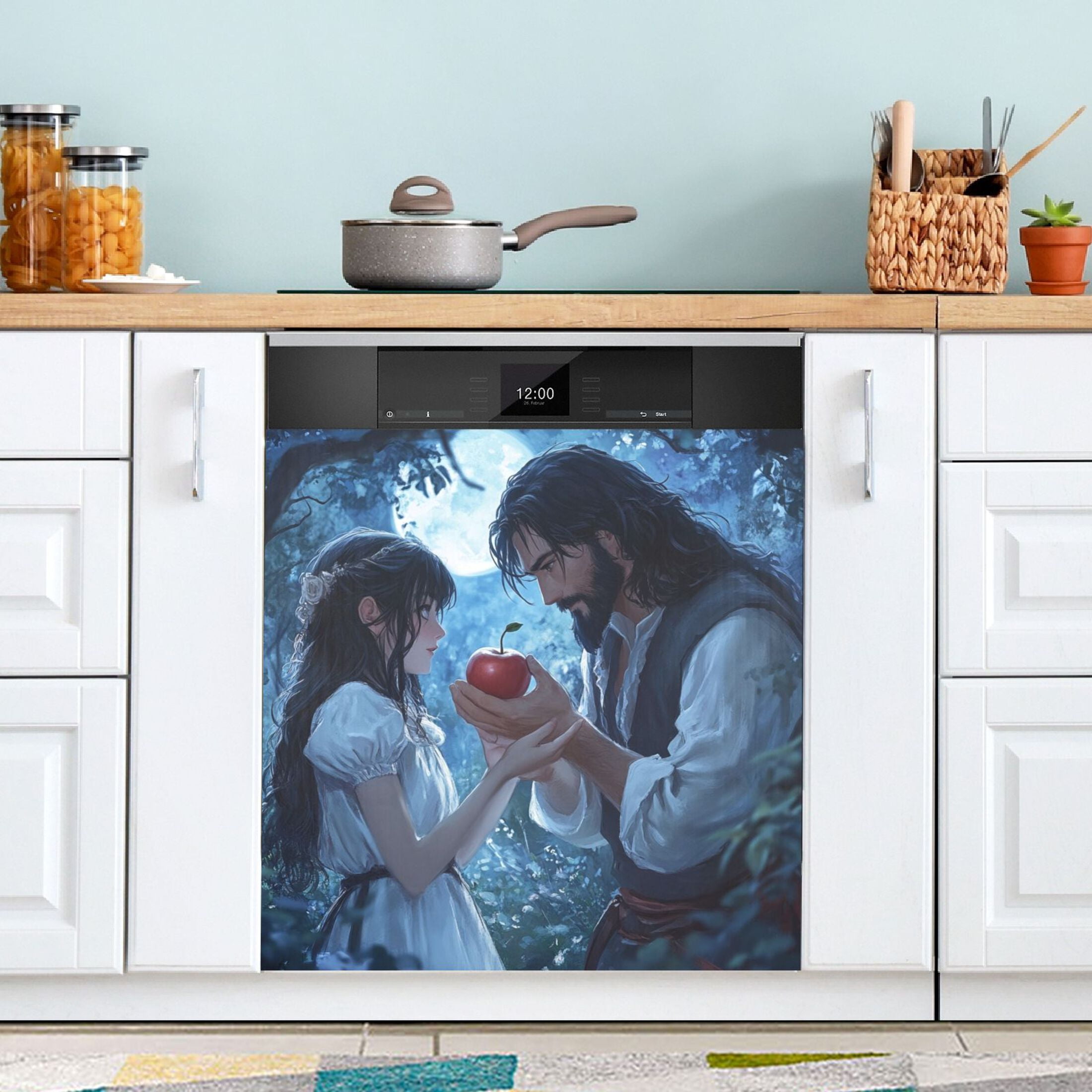 qxltty Couple Sharing Apples Together Magnetic Dishwasher Sticker ...