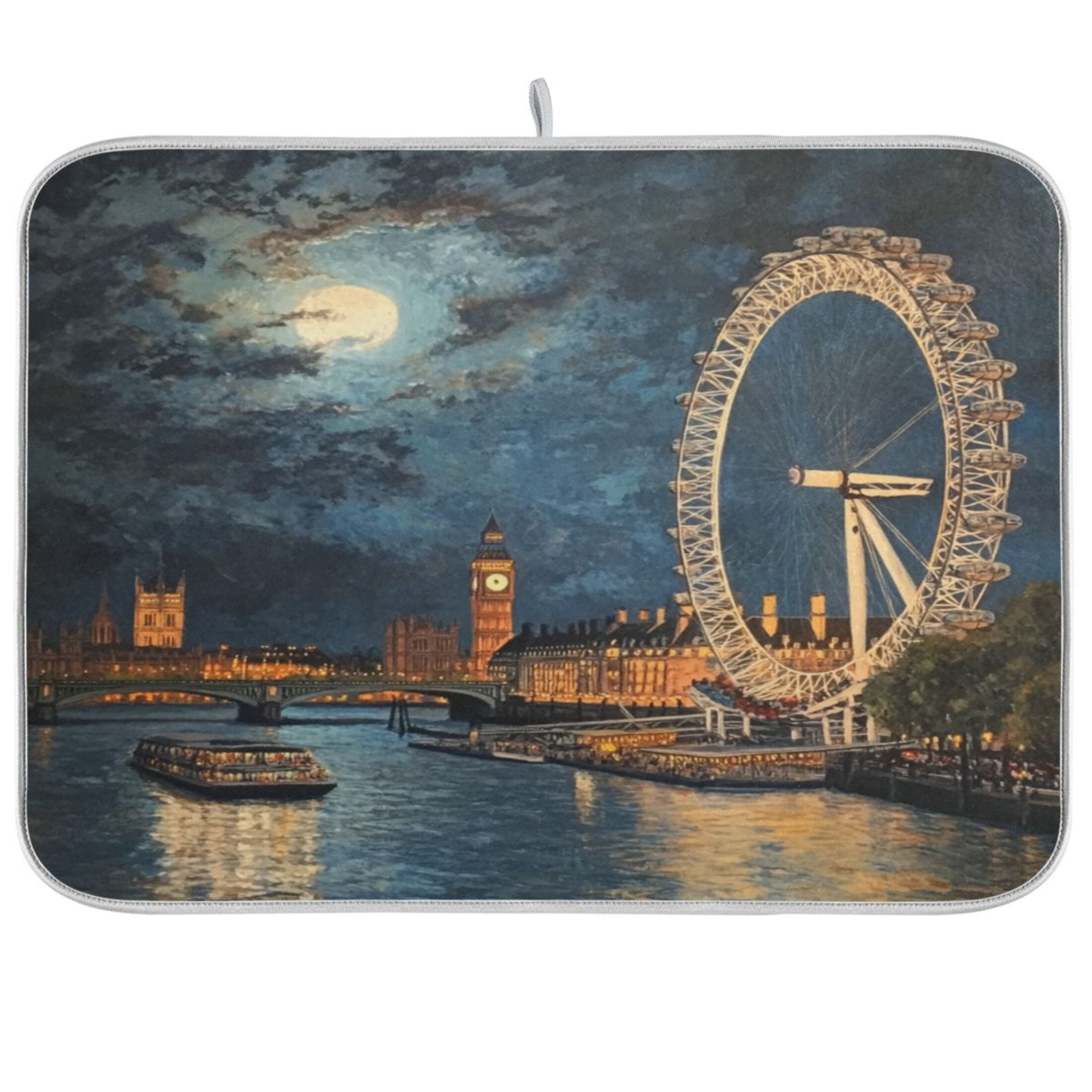 qxltty London Eye at Night Kitchen Drying Mat Extremely Absorbent ...