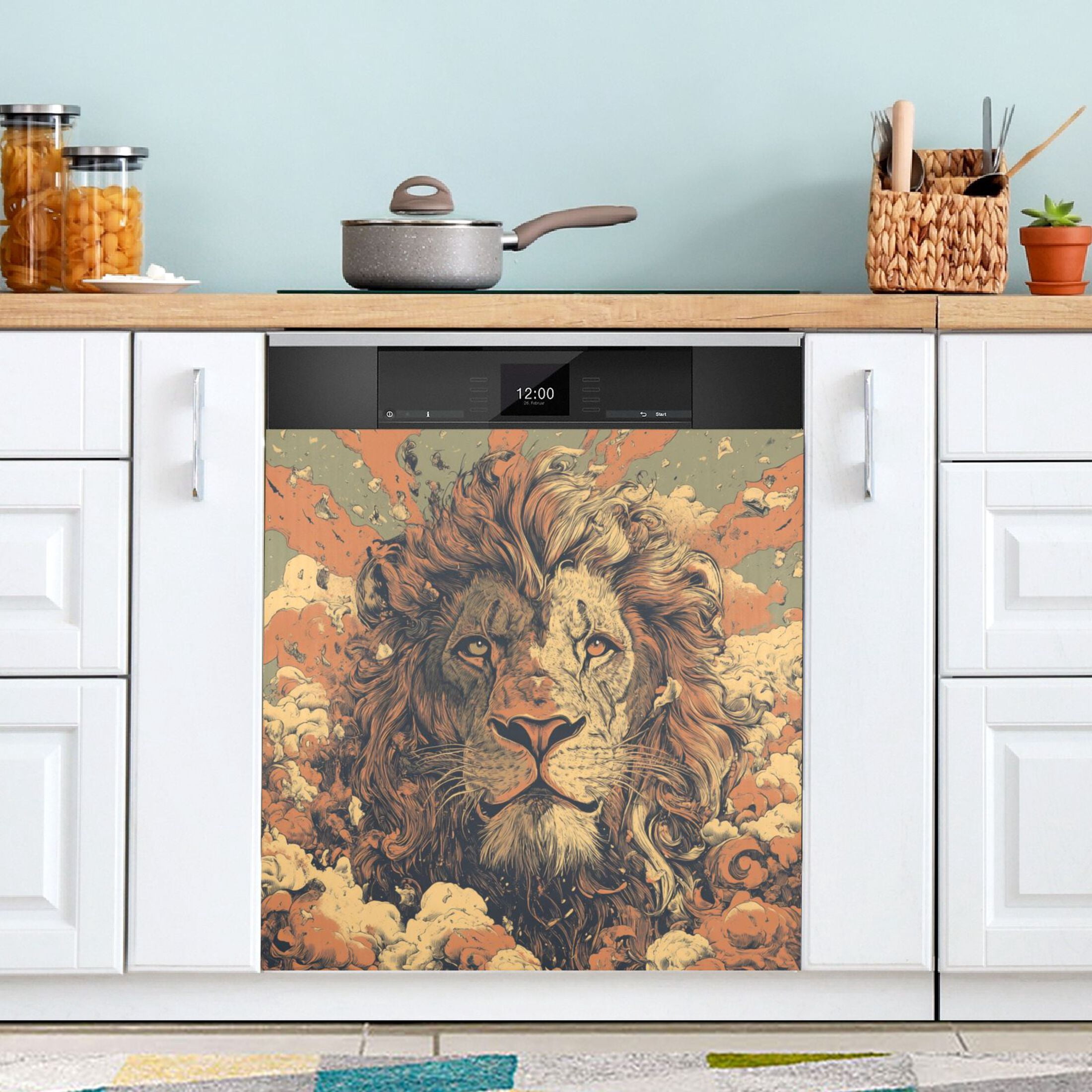 qxltty Magnificent Lion Pattern Magnetic Dishwasher Sticker ...