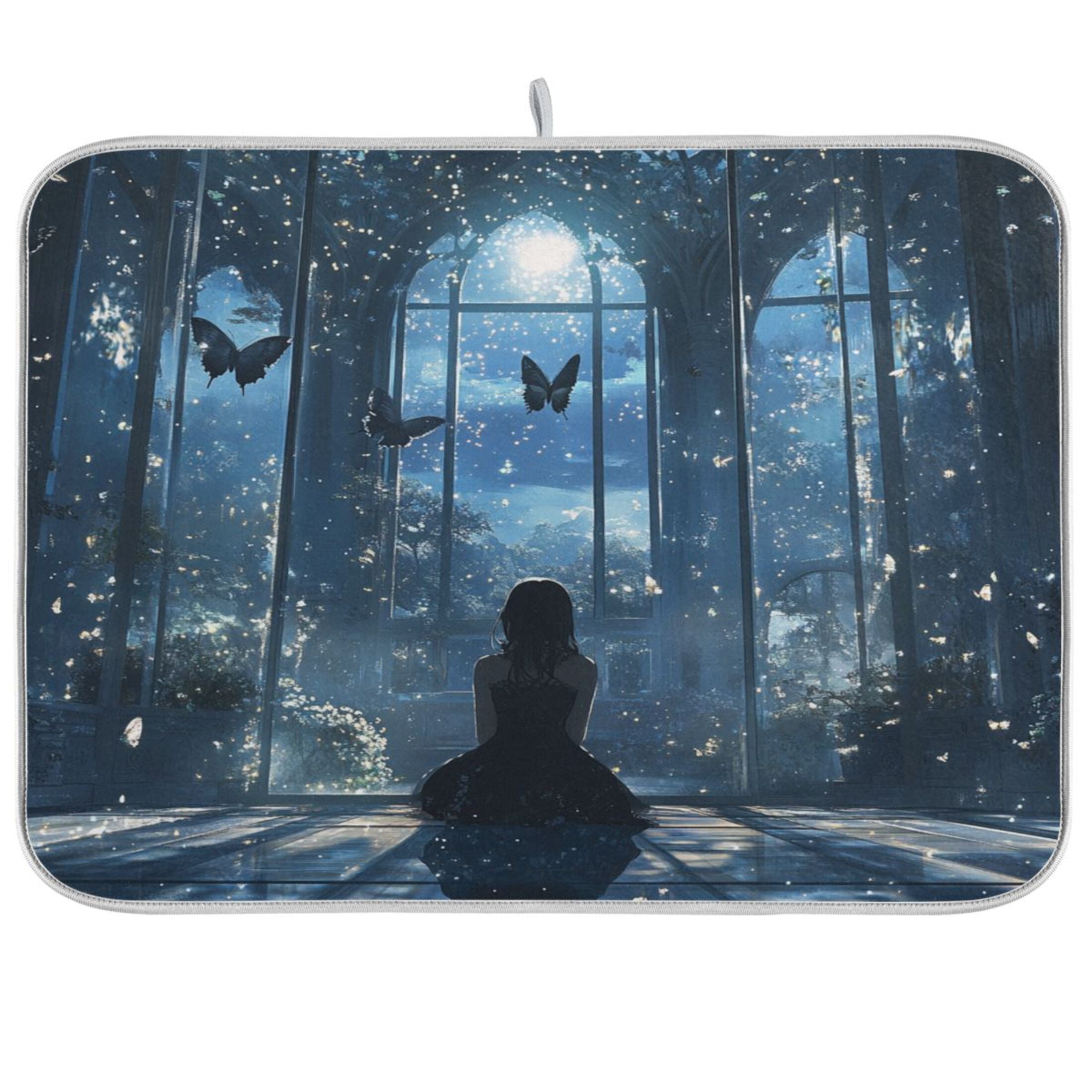 qxltty Maiden Gazing at Night View Kitchen Drying Mat Extremely ...