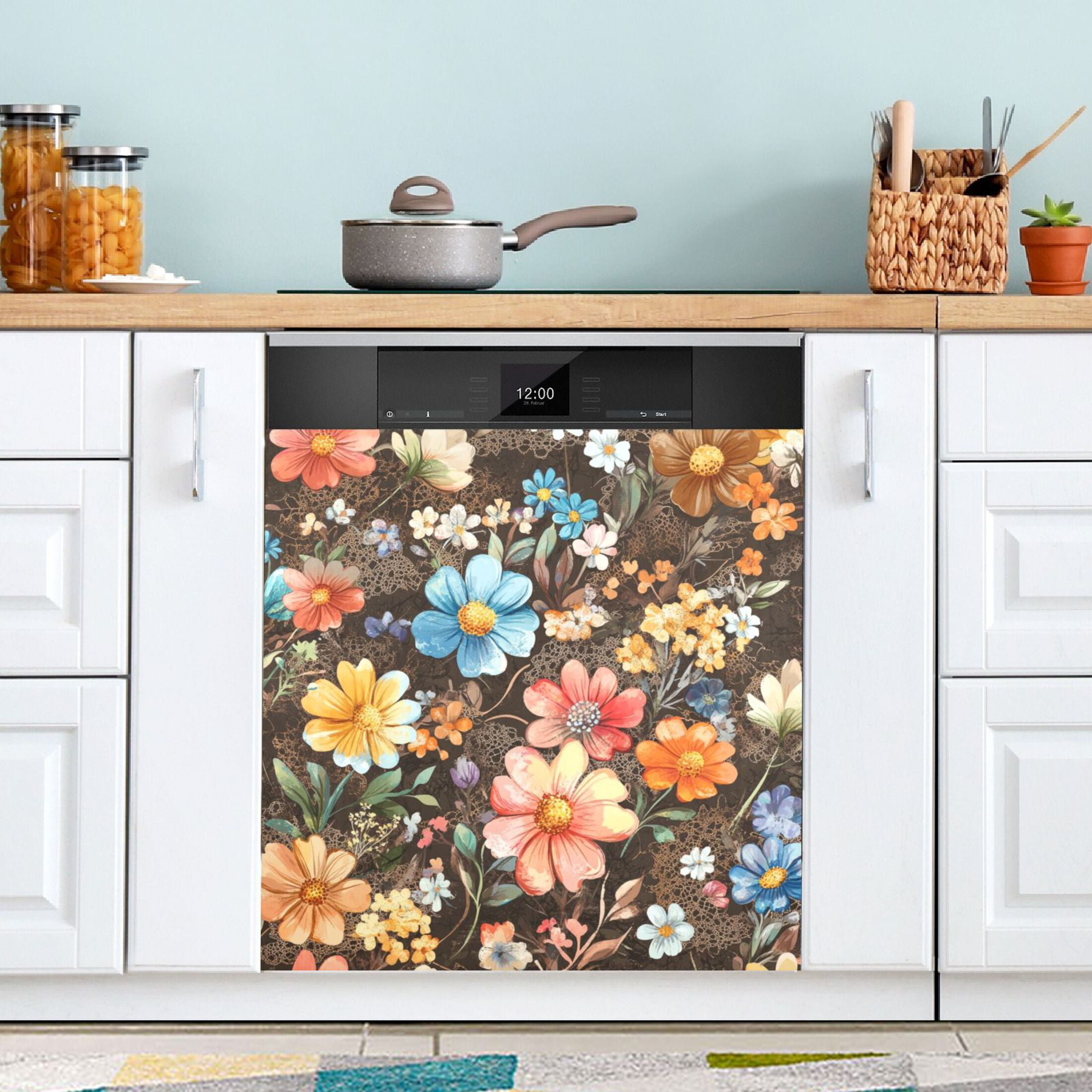 qxltty Moebius Flowers Pattern Magnetic Dishwasher Sticker Refrigerator ...