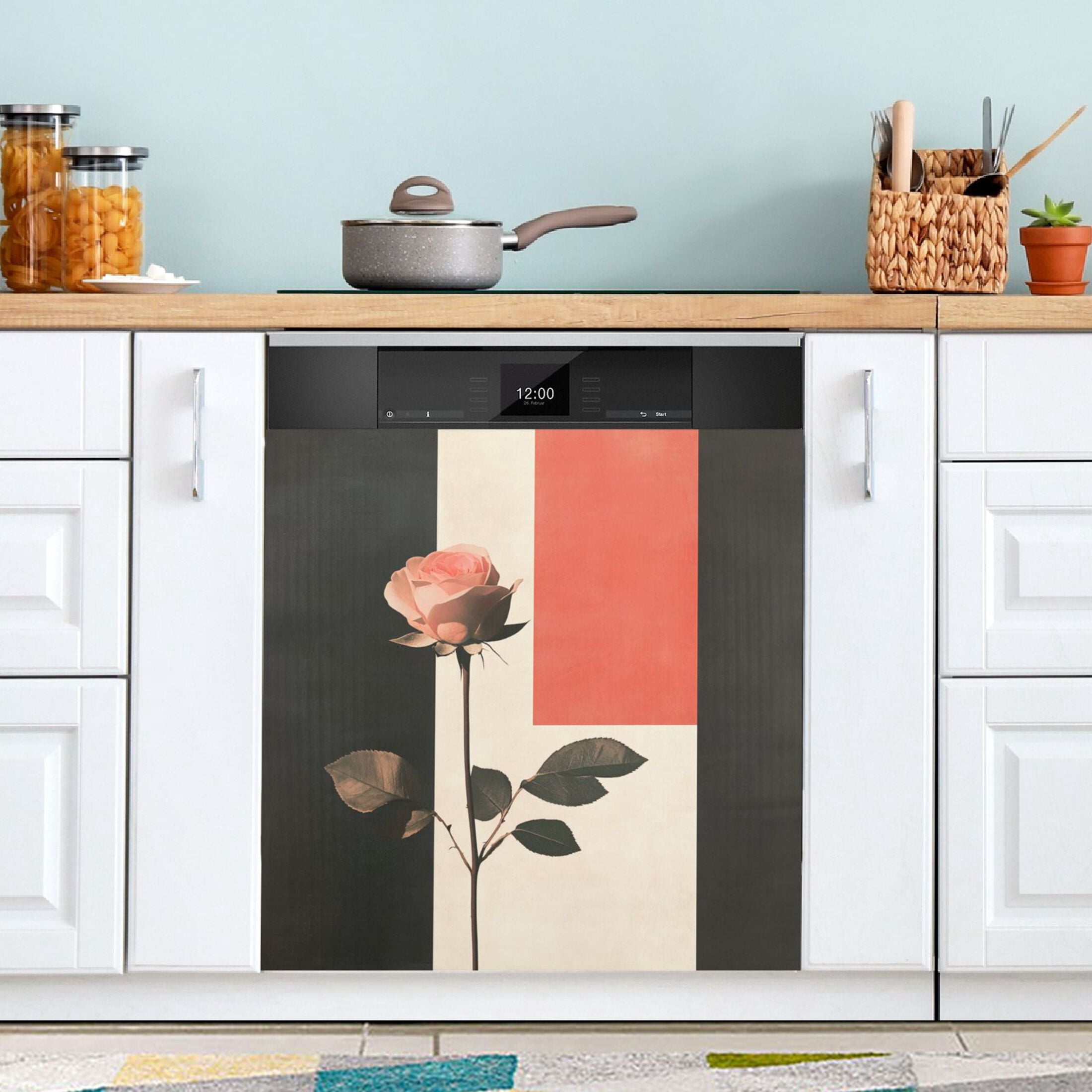qxltty Pink Rose Magnetic Dishwasher Sticker Refrigerator Cover Washing ...