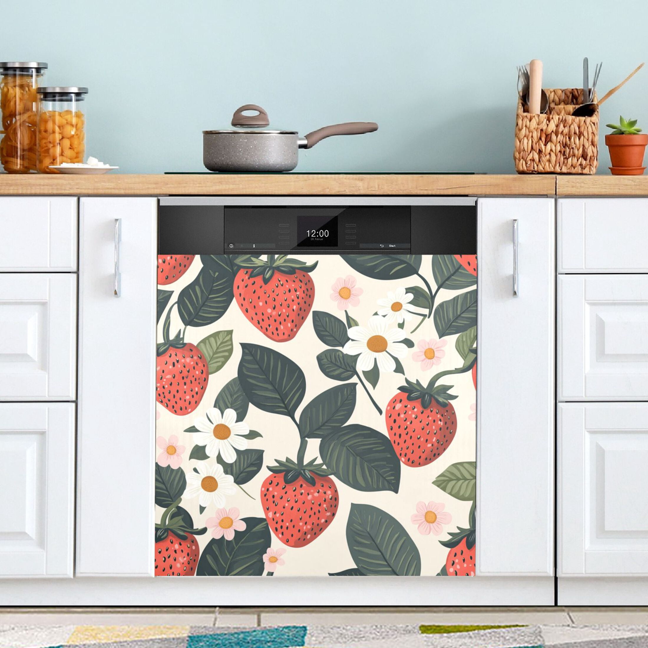 qxltty A Seamless Pattern with Adorable Strawberry Leaves Magnetic ...