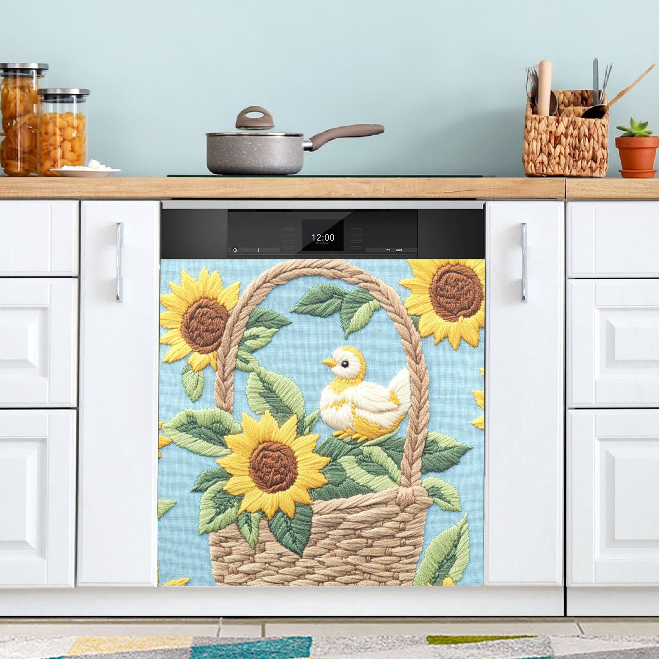 qxltty Sunflower Chicks Magnetic Dishwasher Sticker Refrigerator Cover ...