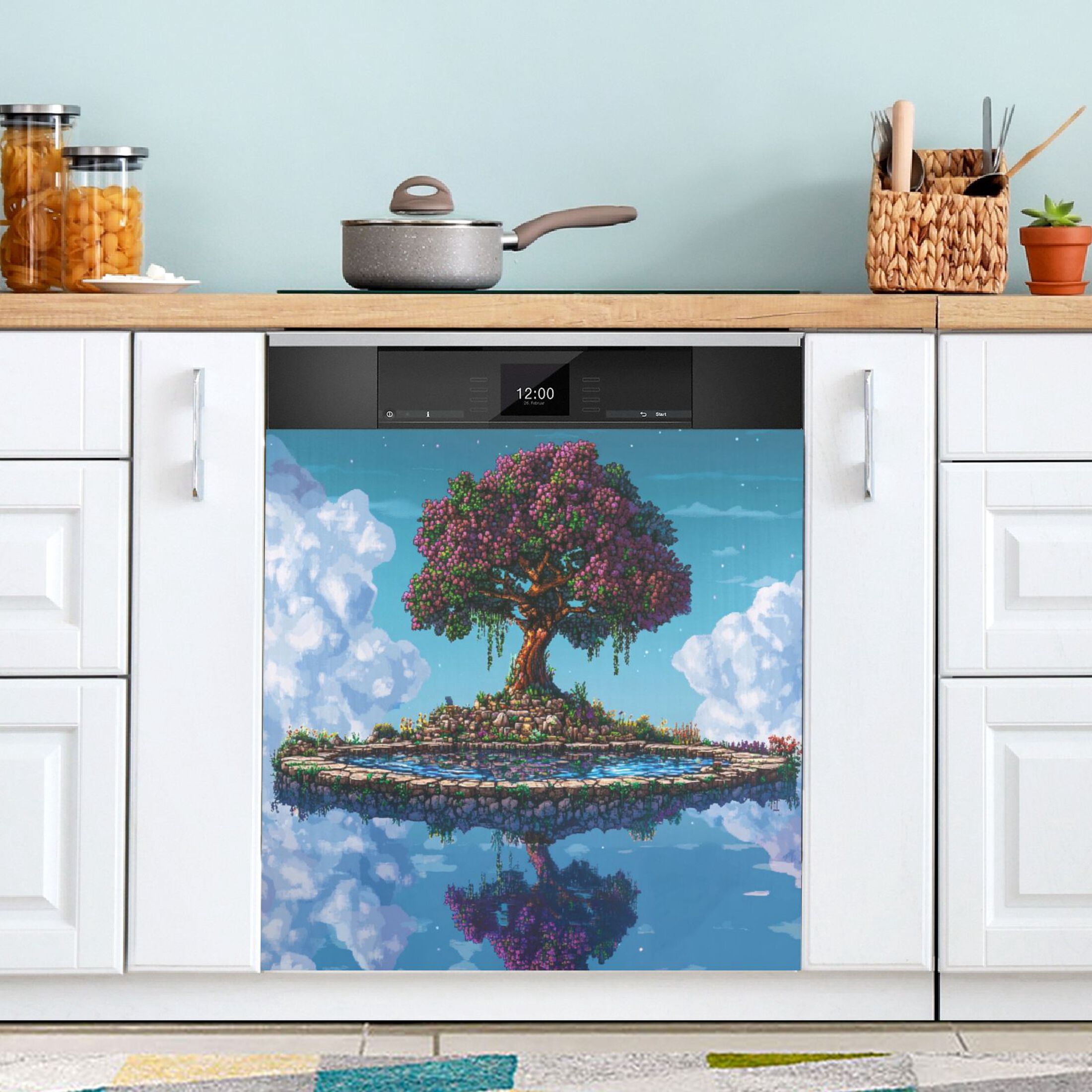 qxltty Terraria Style Tree Magnetic Dishwasher Sticker Refrigerator ...