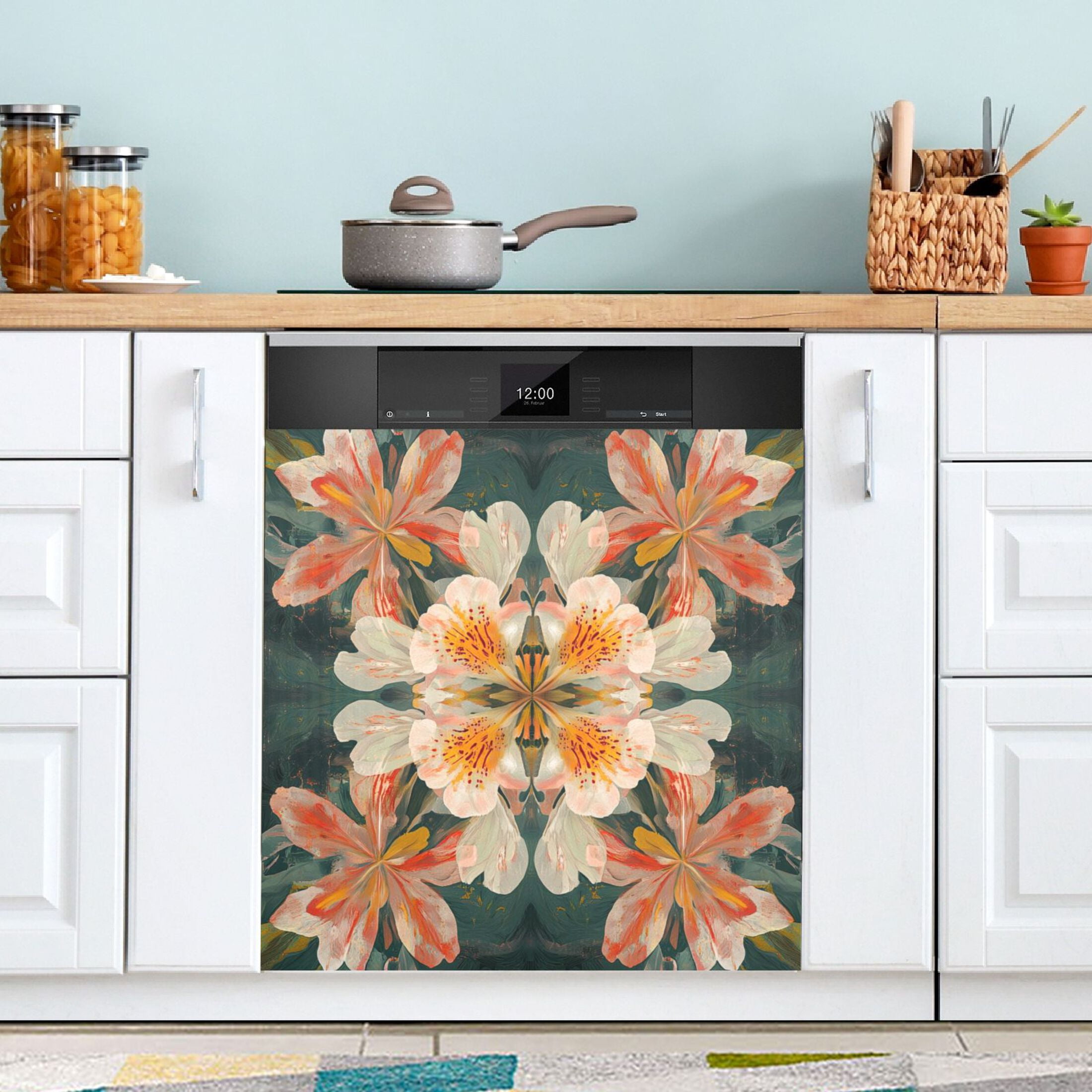 qxltty Vintage Floral Patterns Magnetic Dishwasher Sticker Refrigerator ...