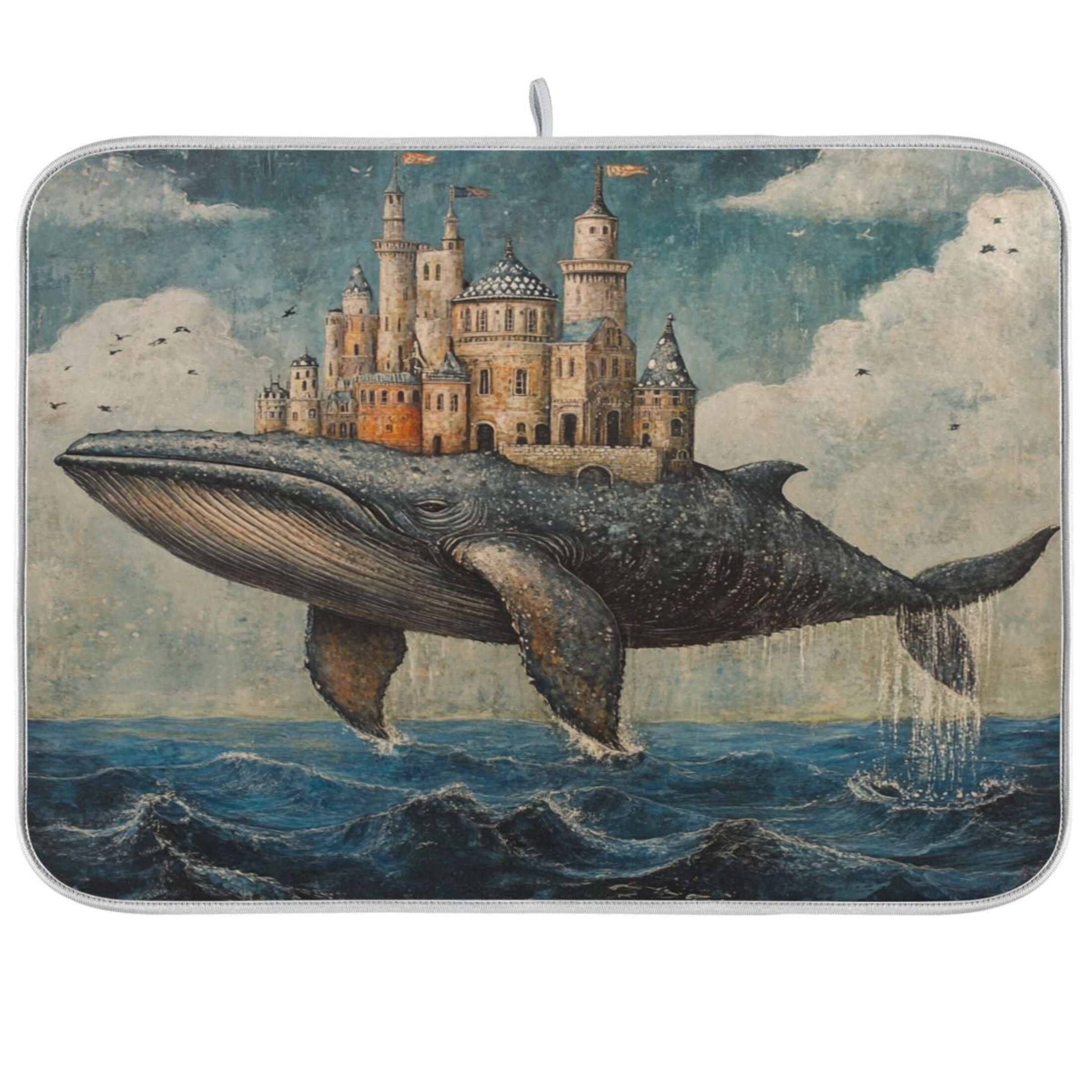 qxltty Whale Castle Kitchen Drying Mat Extremely Absorbent Microfiber ...