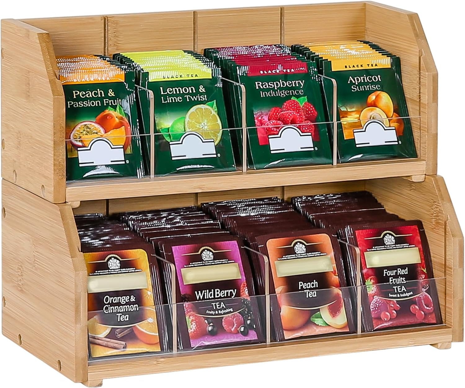 r Stackable Bamboo Tea Bag Organizer Storage Holder & Rack - Wooden Tea ...