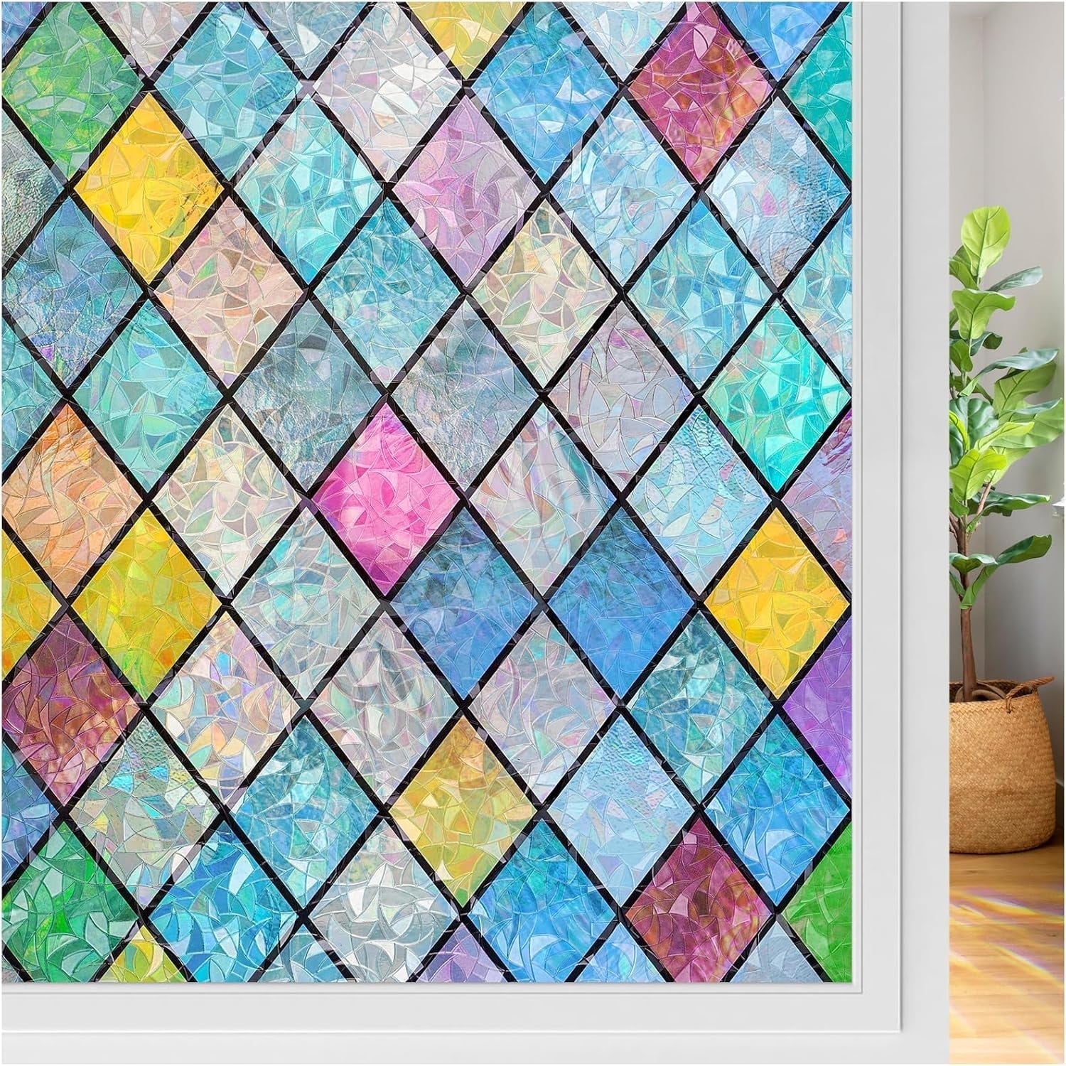 rabbitgoo Stained Glass Window Film, Window Privacy Film, 3D Decorative ...