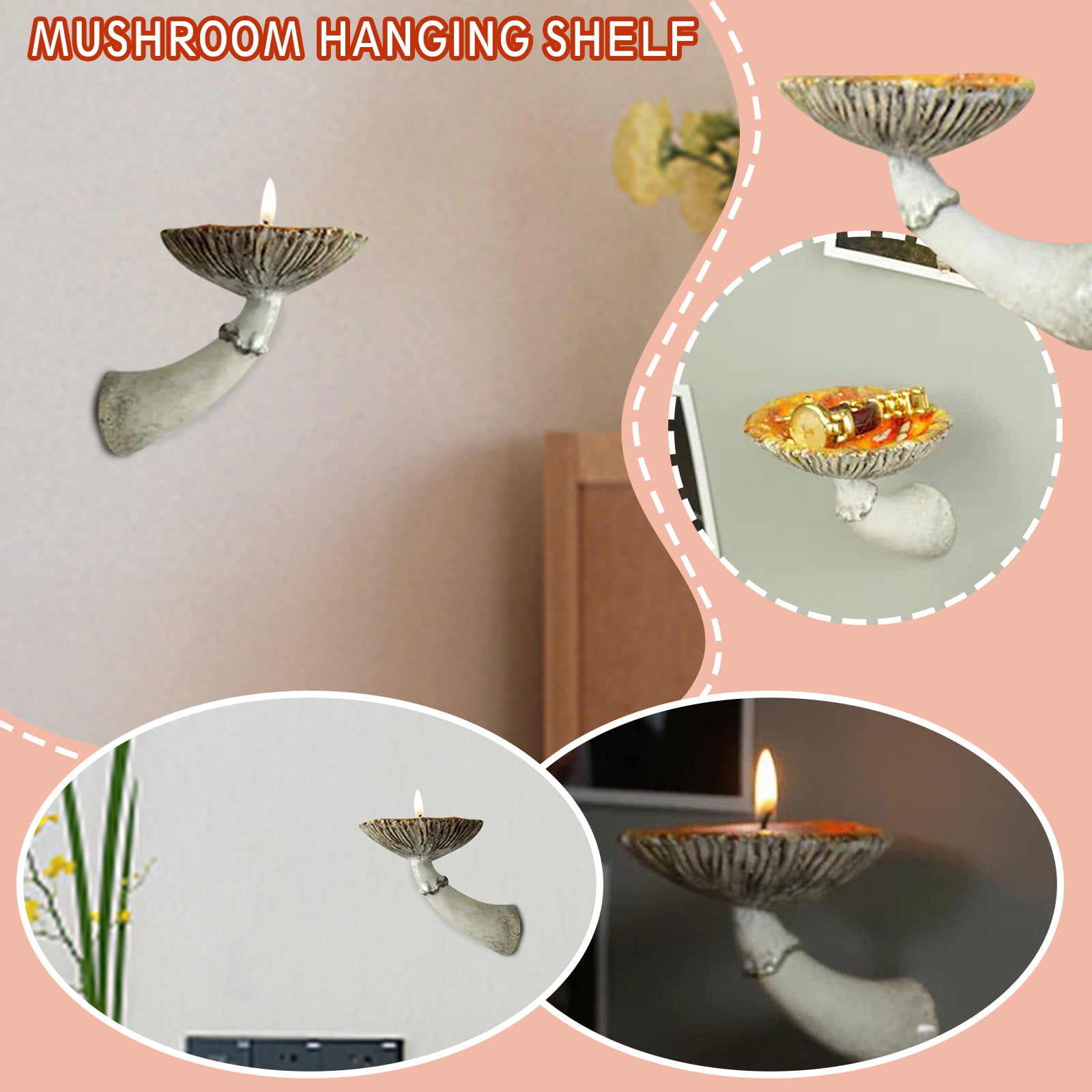 Rack Shelf Holder Cabinet Organizer Wall Mushrooms Hanging Shelf