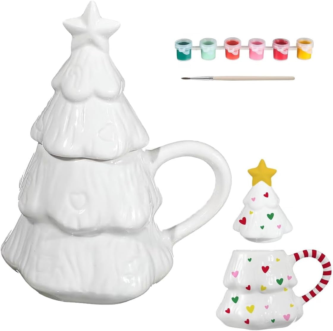 rafonie DIY Coloring Christmas Tree Mug Painting Kit Paint Your Own Mug ...