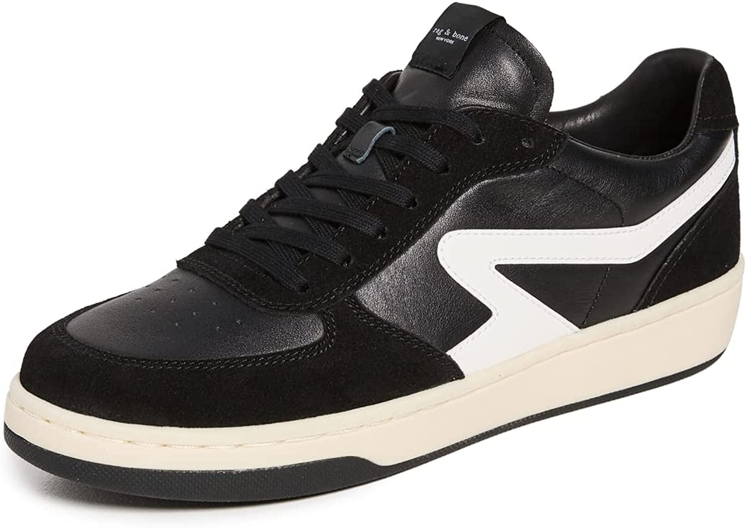 rag & bone Men's Retro Court Sneakers, Black/White Lace Up Shoes ...