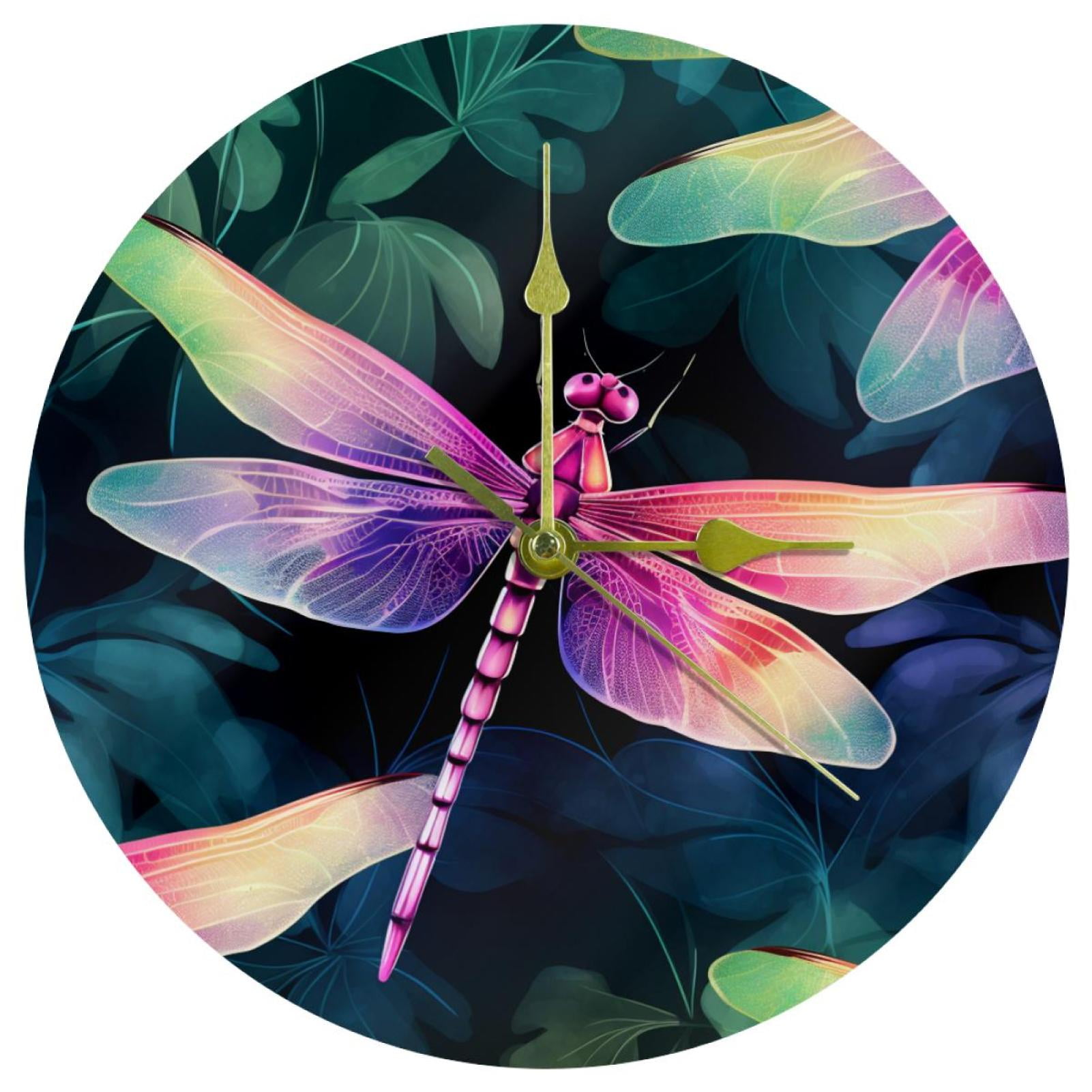ragonfly Circular Acrylic Wall Clock - Stylish Timepiece for Home Decor ...