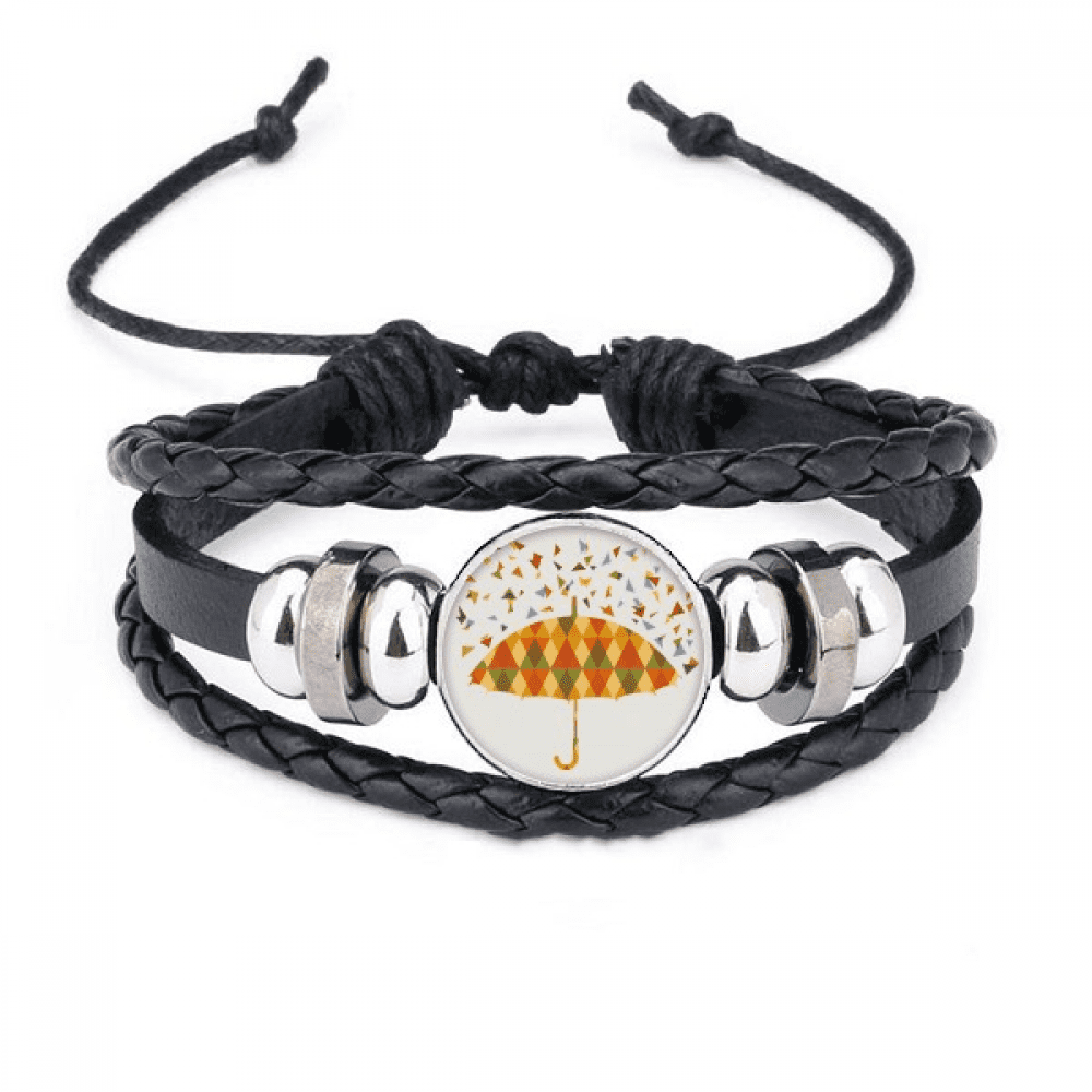 rain umbrella weather drip pattern bracelet braided leather woven ...