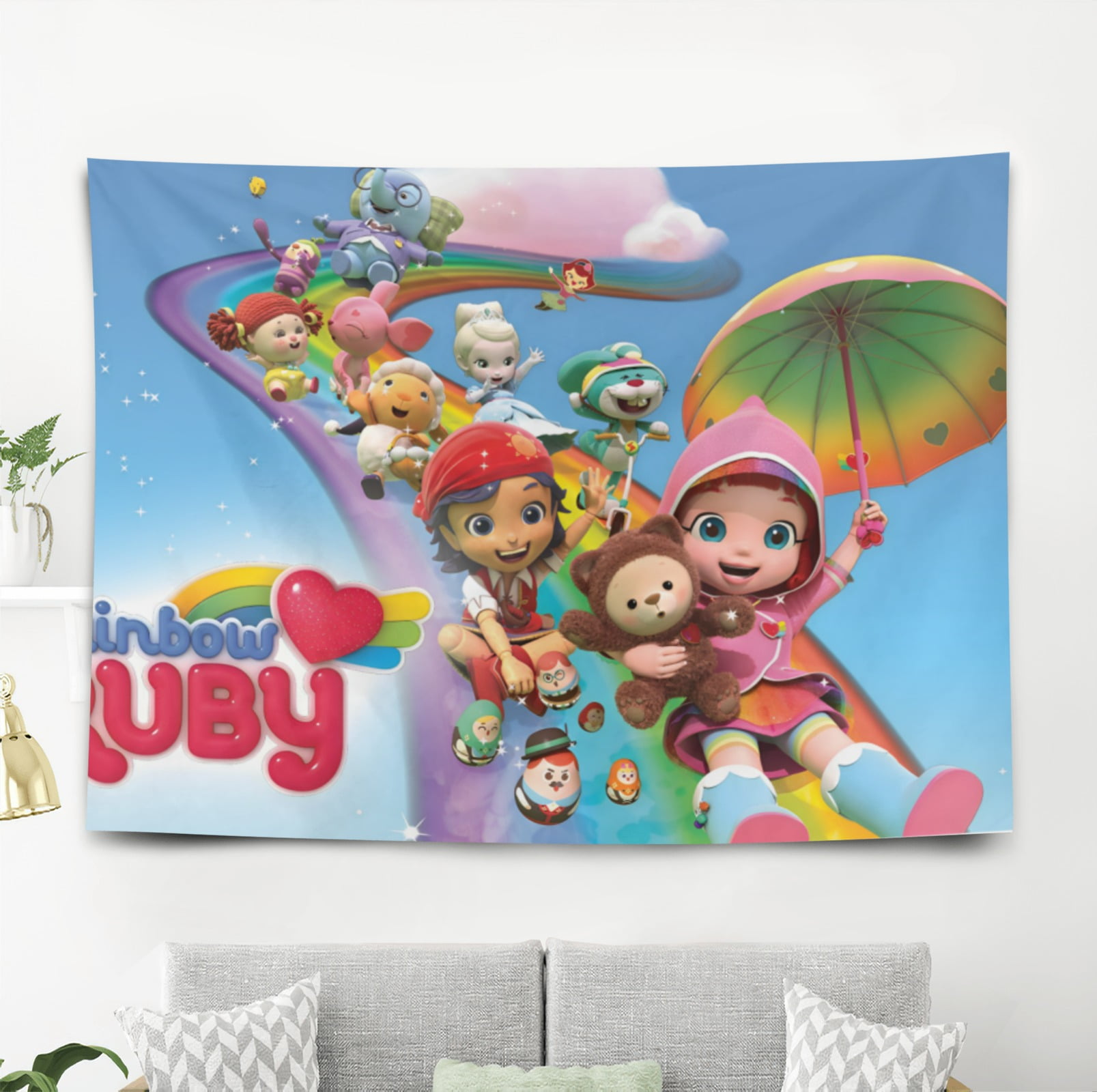 rainbow ruby Tapestry Gift Wall Hanging Backdrop for Room Bedroom Girls ...