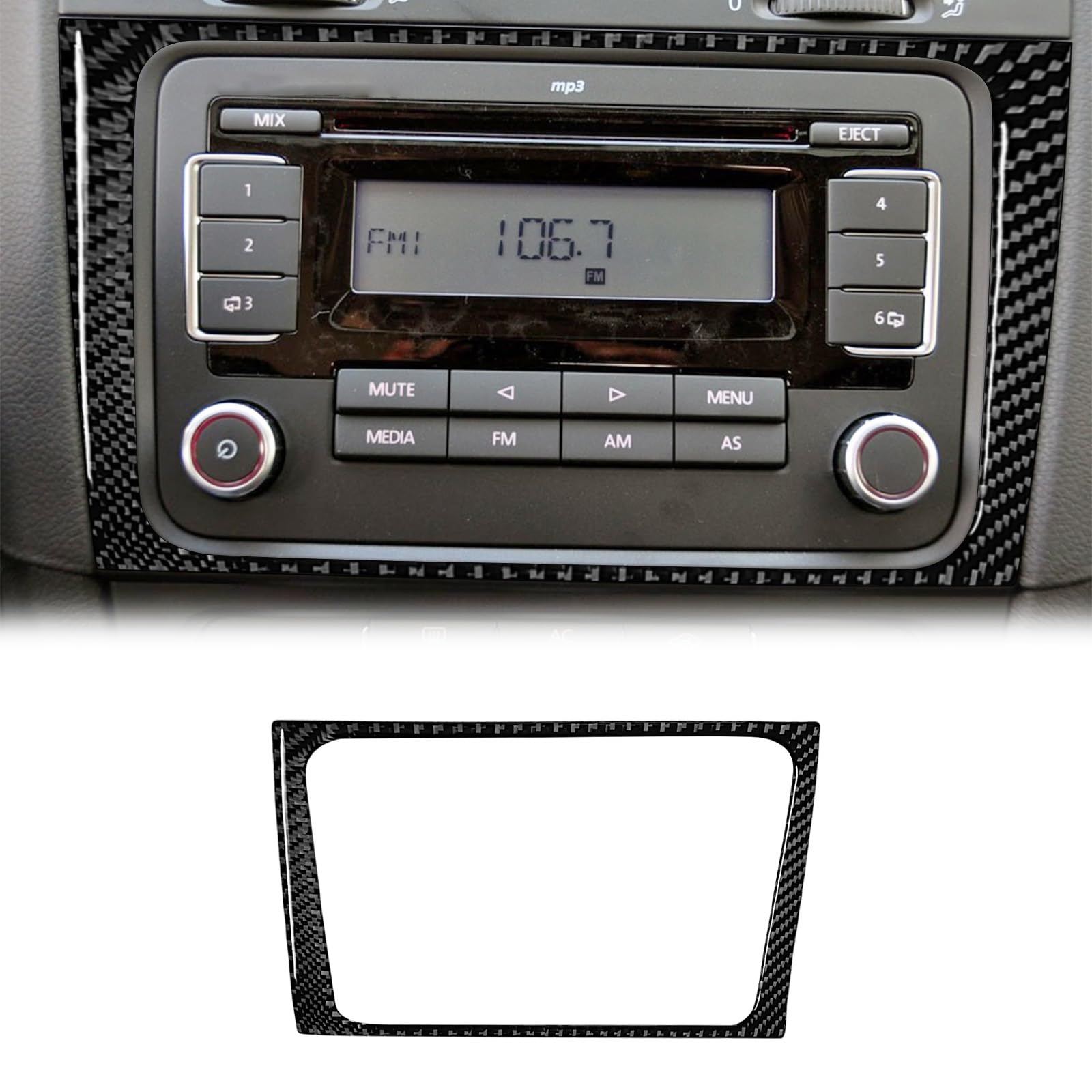 ramuel Compatible with Carbon Fiber Center Consoles Multimedia CD Frame Cover Interior Trim ...