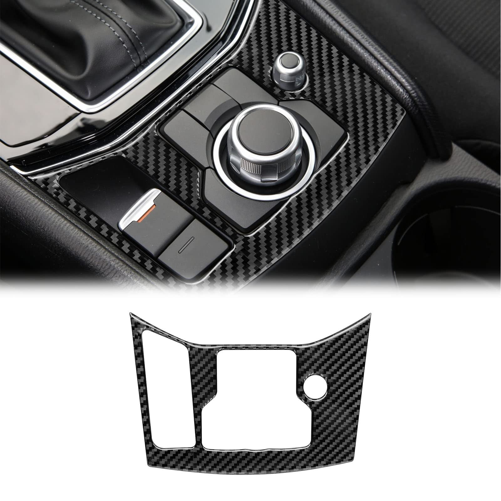 ramuel Compatible with Carbon Fiber Gear Shifter Box Multimedia Button Control Panel Trim ...
