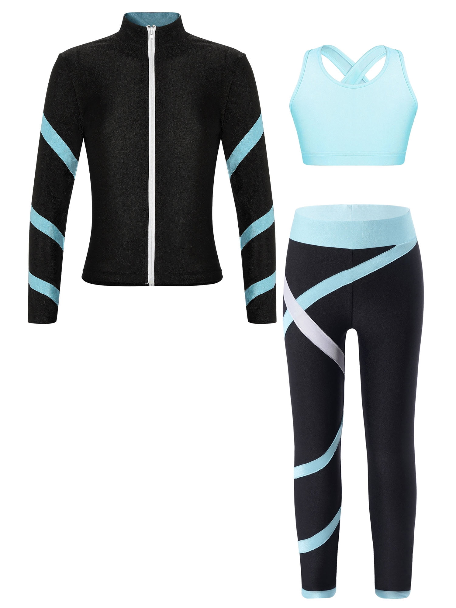 ranrann Kids Girls 3Pcs Activewear Set Athletic Tracksuit Gymnastic ...