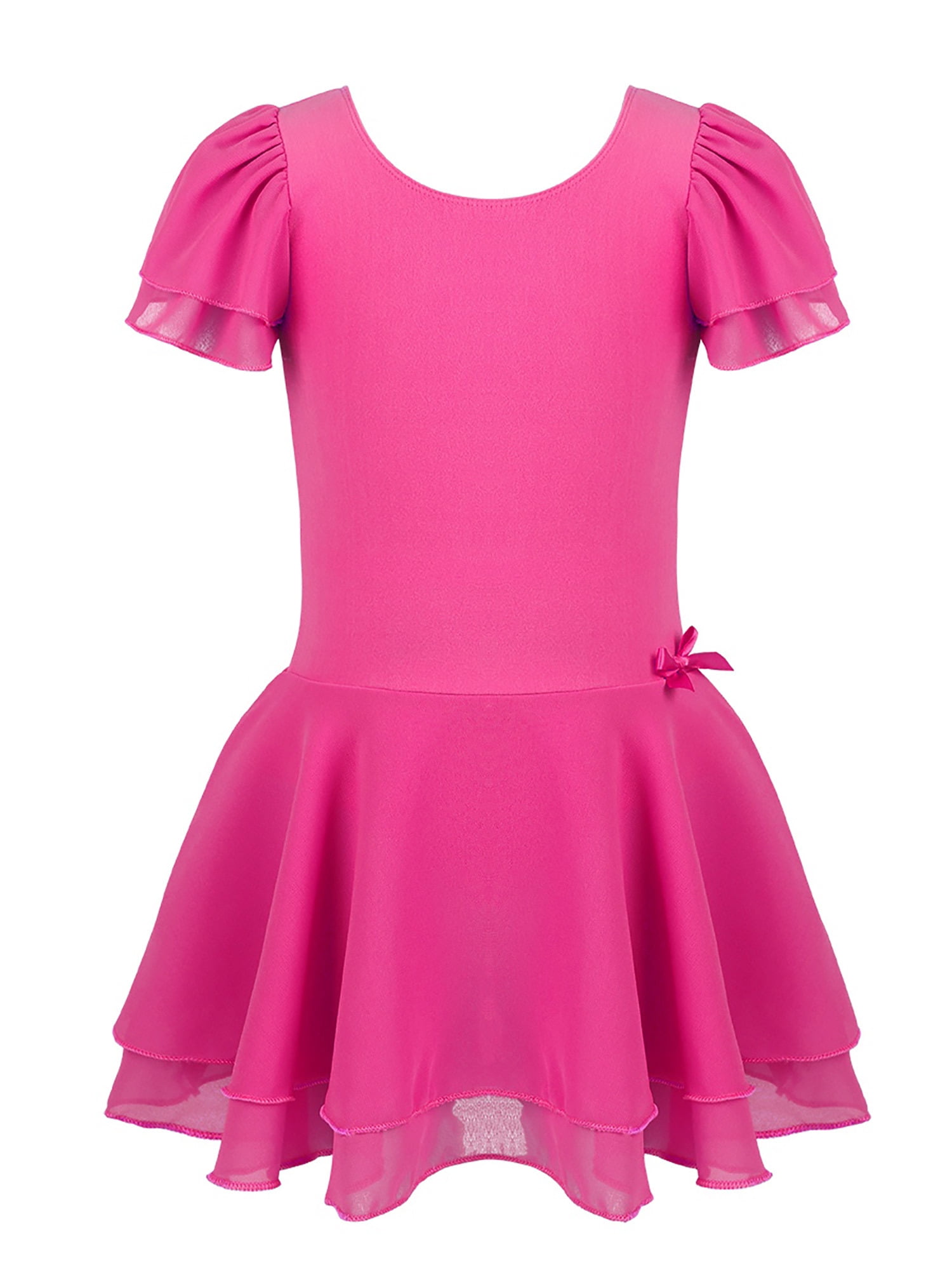 ranrann Kids Girls Dance Dress Short Sleeves Ballet Dance Leotard Tutu ...