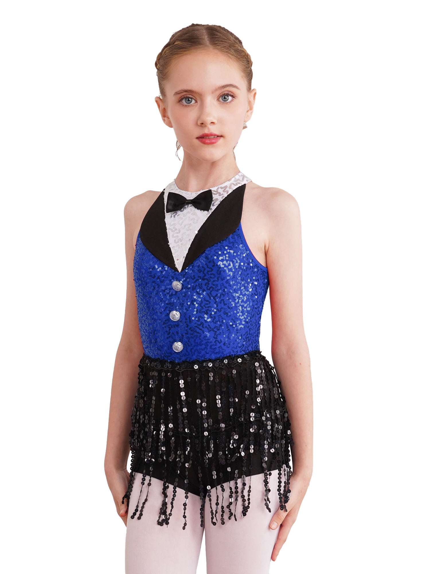 ranrann Kids Girls Sequins Tassel Latin Leotard Dance Dress Rumba Samba ...