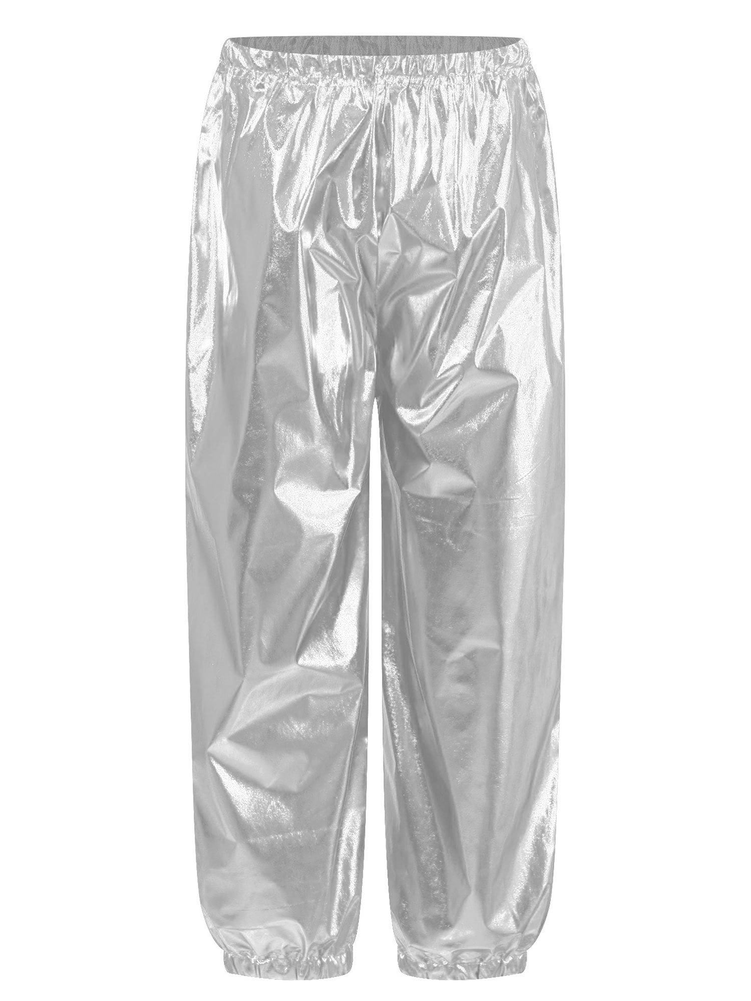 ranrann Unisex Girls Boys Hip Hop Street Dance Pants Metallic Harem ...