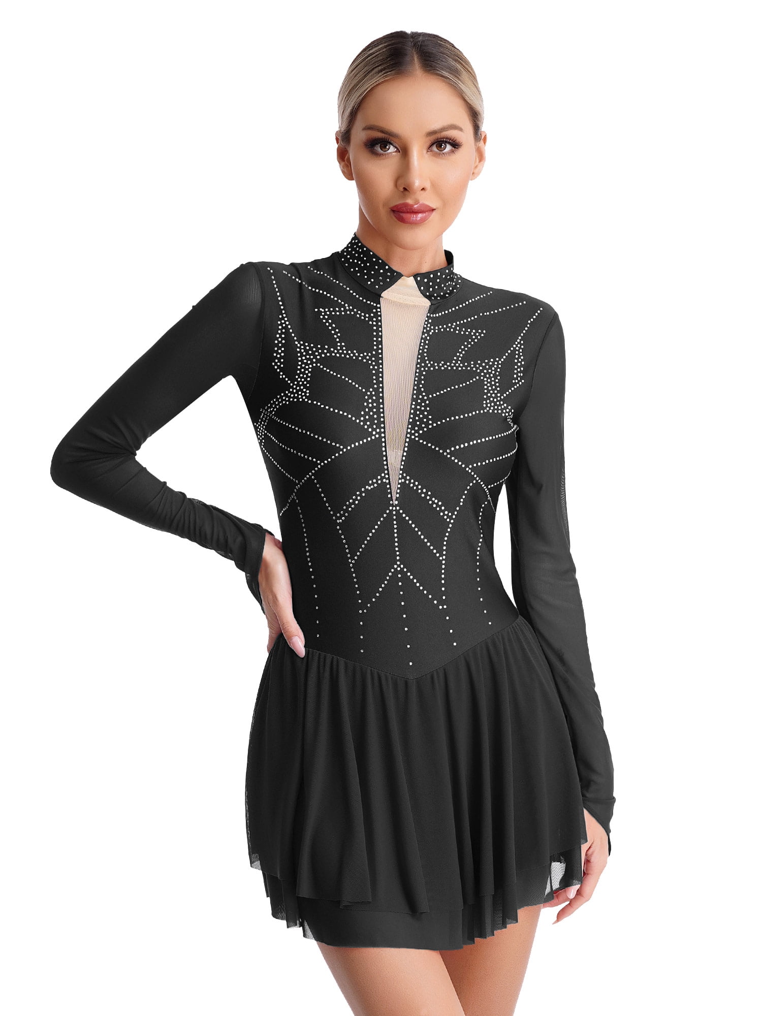 ranrann Women's Figure Skating Costume Shiny Roller Ice Skating Dance ...
