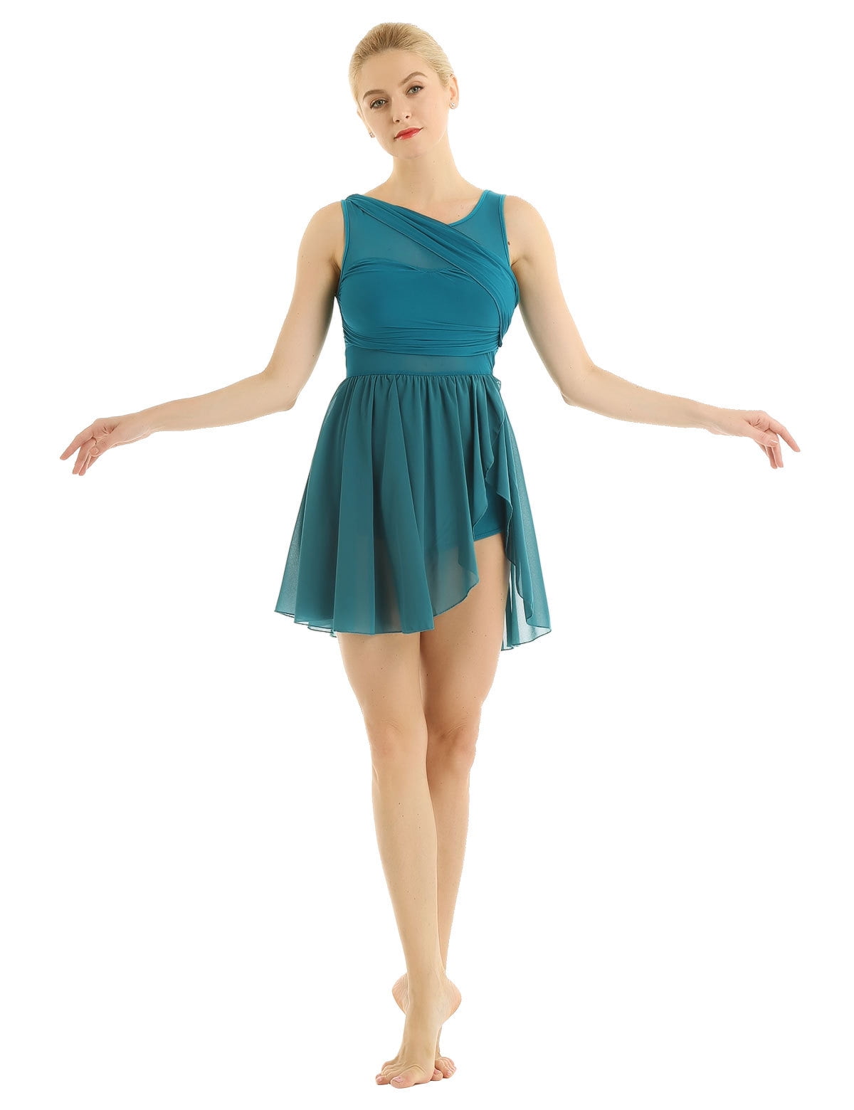 ranrann Women's Lyrical Chiffon Ballet Dance Leotard Flowy Dress ...
