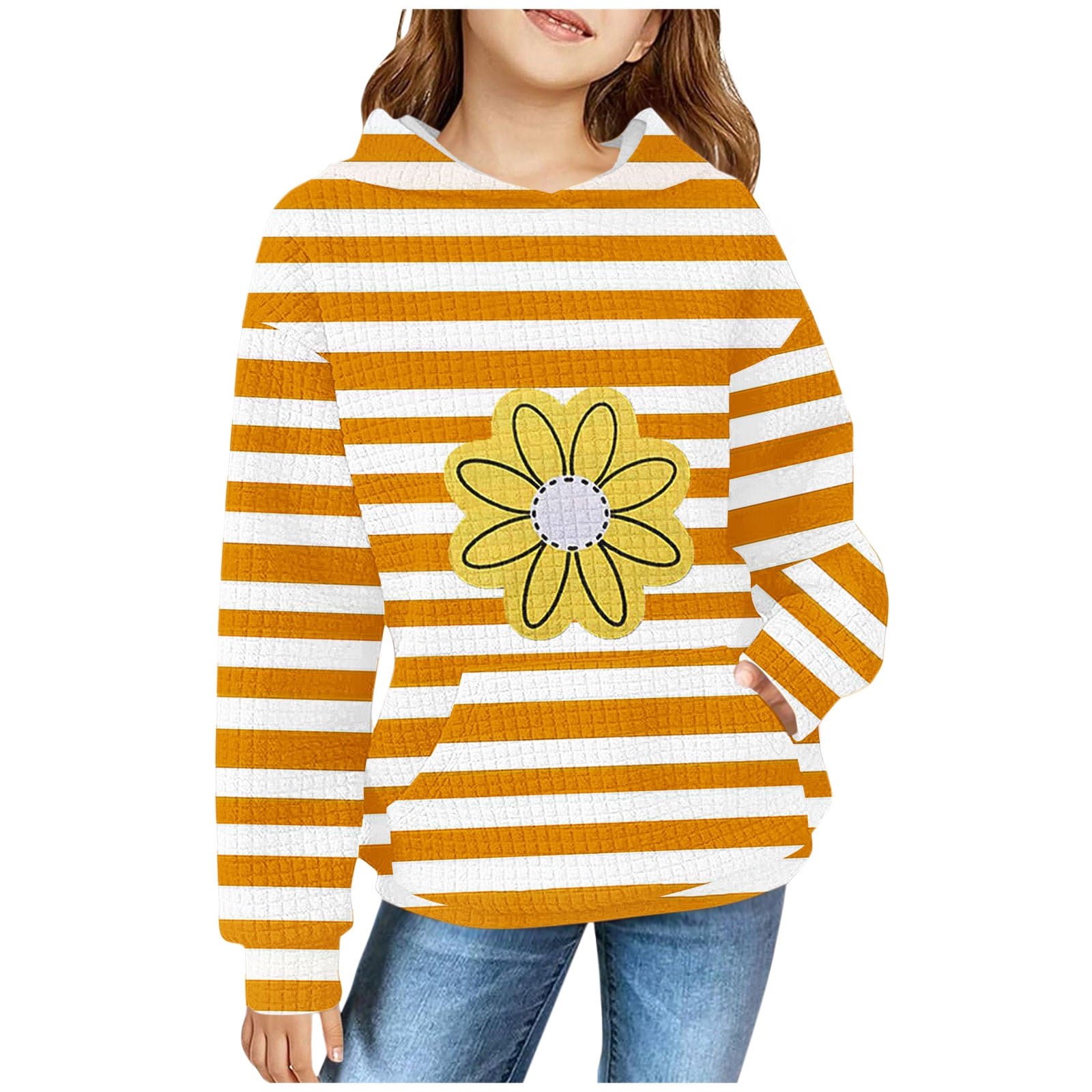 rd Yellow Kids Girl Boy Boat Neck Hoods Shacket Outfit Sweatshirt for ...