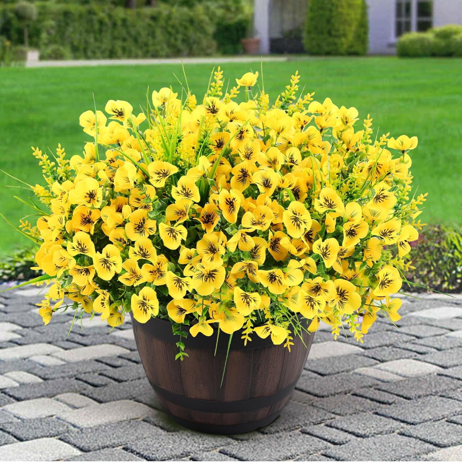 rdswx 12 Bundles Artificial Pansy Fake Flowers Plants for Outside ...