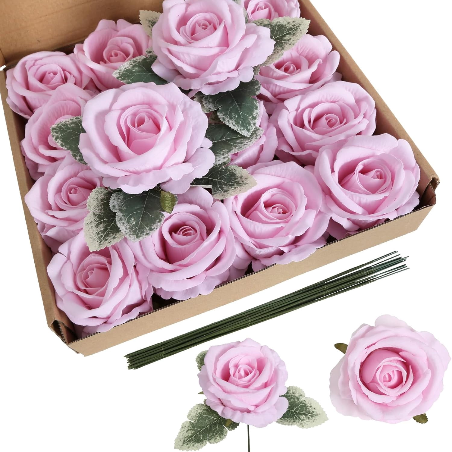 rdswx 16pcs Champagne Velvet Rose Artificial Flowers 3.93" Large Fake ...