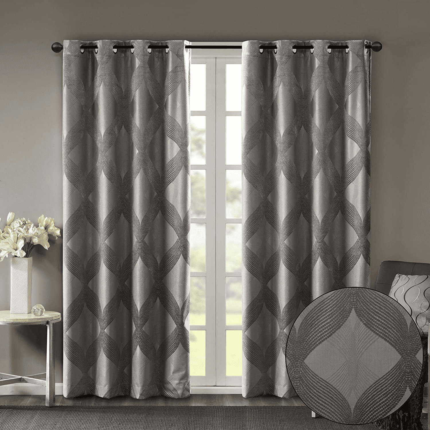 vbfgybxny Bentley Total Blackout Curtains Window Ogee Knitted Jacquard ...