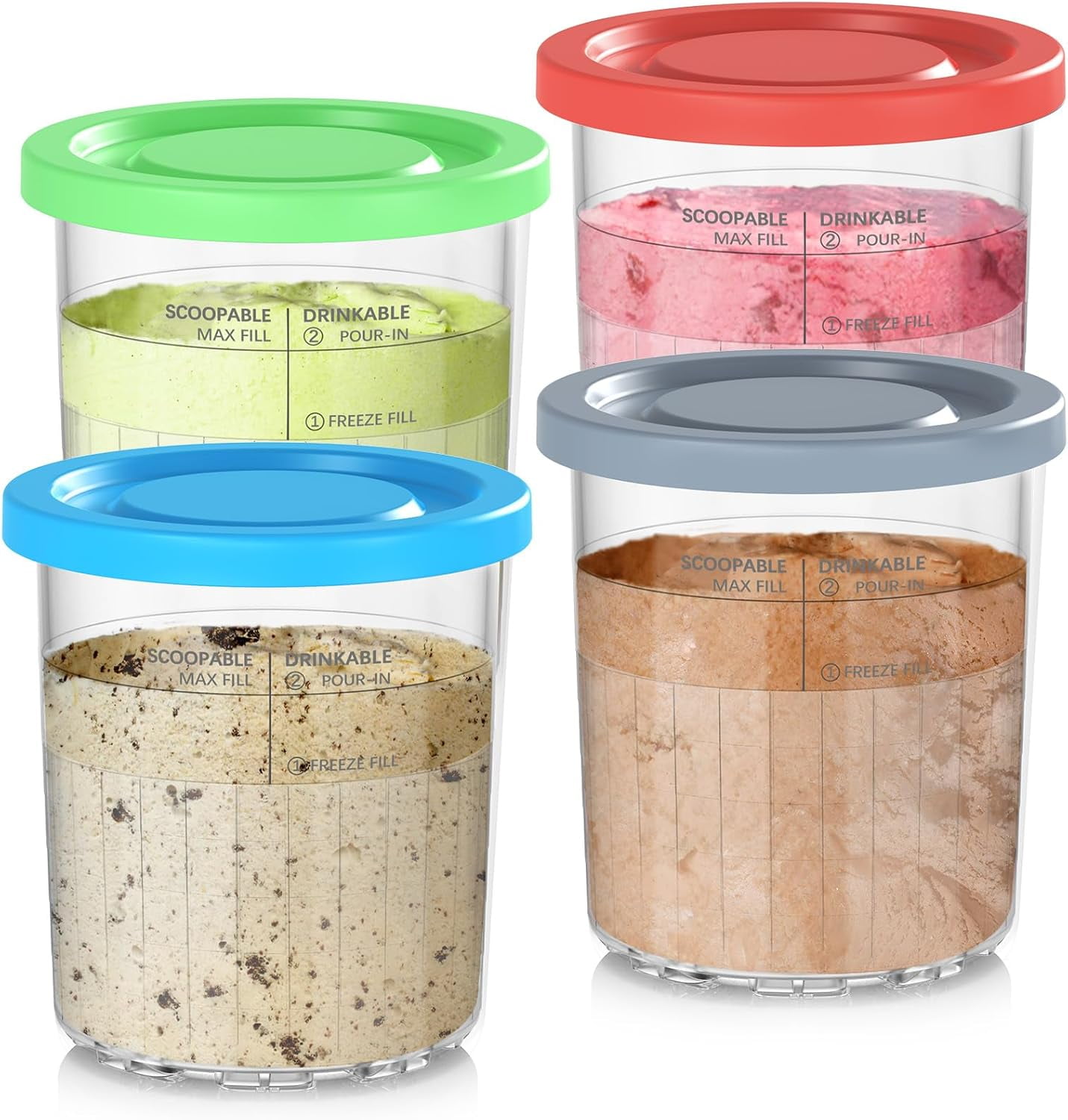 rdxcvg for Creami Pints and Lids-4 Pack 16OZ Container Compatible with ...