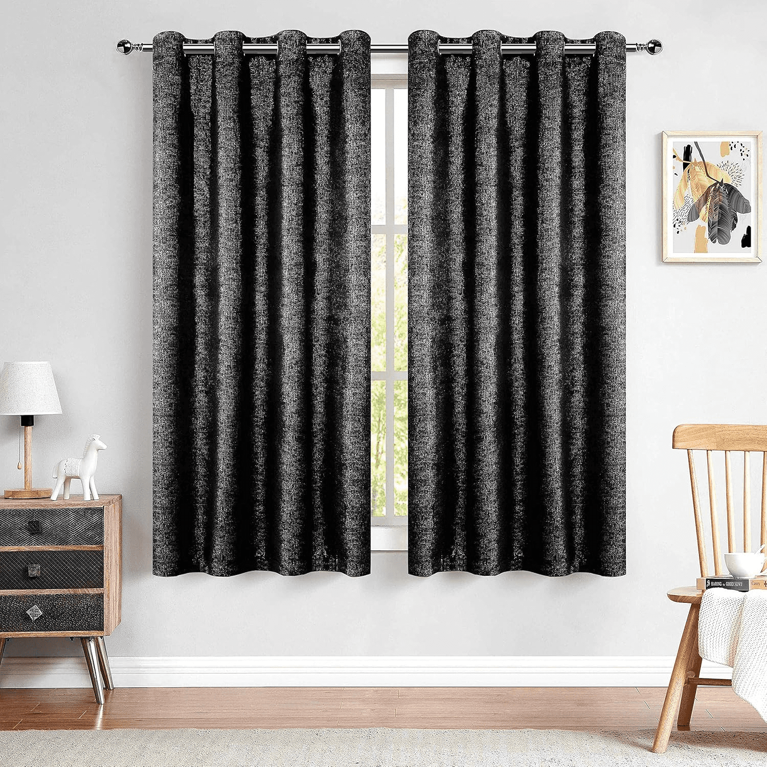 rdxcvg Gray Glitter Room Darkening Curtains Silver Metallic 75% ...