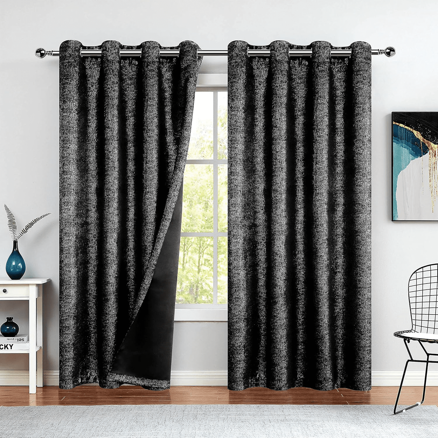 rdxcvg Gray Glitter Room Darkening Curtains Silver Metallic 75% ...