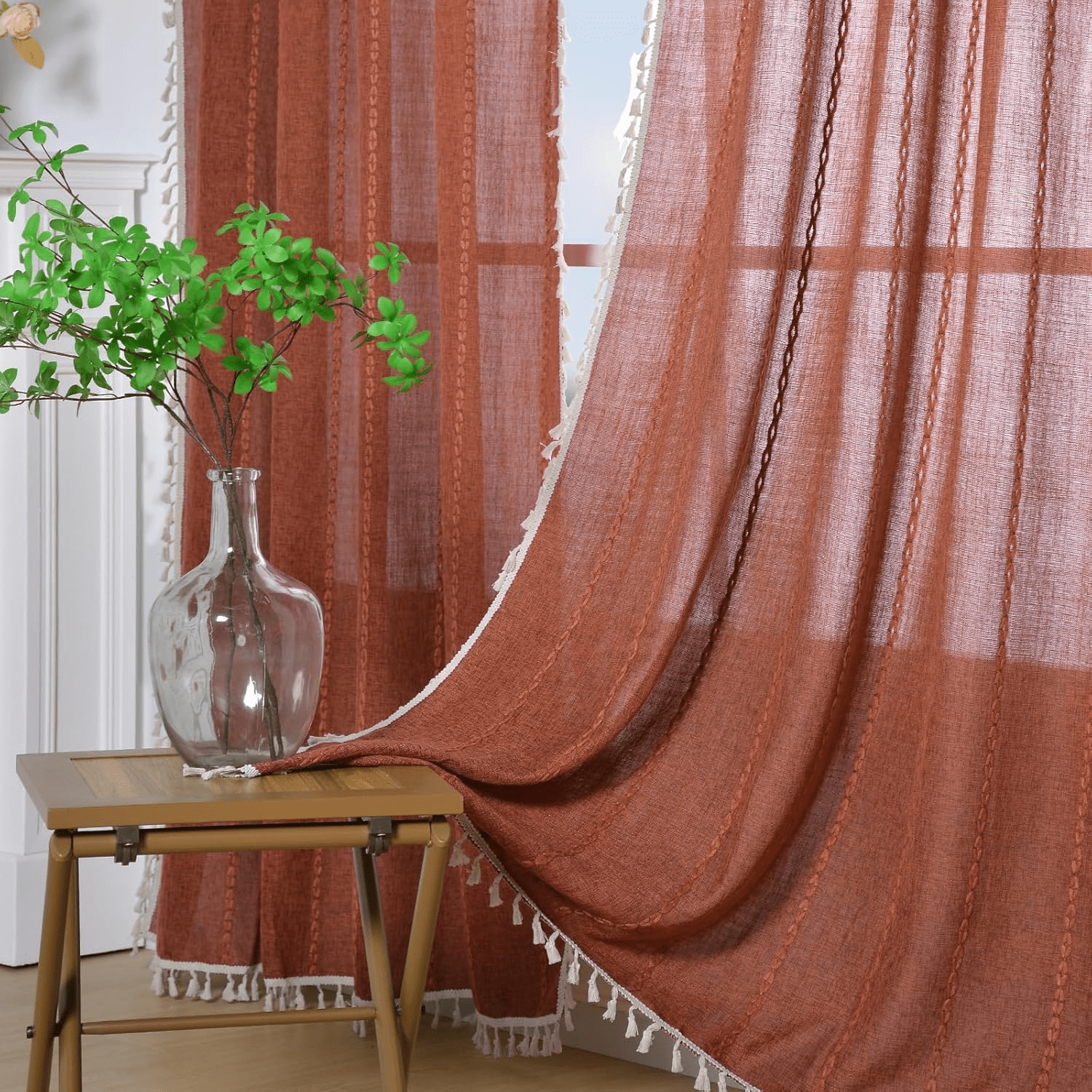rdxcvg Sage Green Curtains for Bedroom Living Room 63 Inches Long Boho Farmhouse DXQPIOA ...