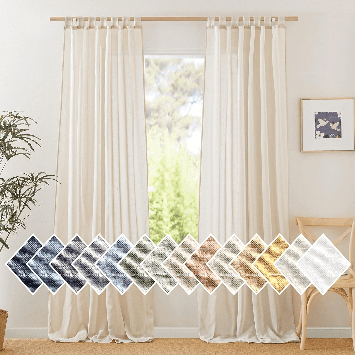 dxynlg Semi Sheer DXQPIOA Curtains 72 inch Length 2 Panels Tab Top Faux ...
