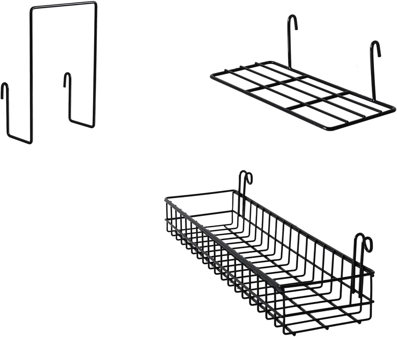 vbfgybxny Wall Grid Panel Hanging Basket with Hooks Bookshelf Display ...