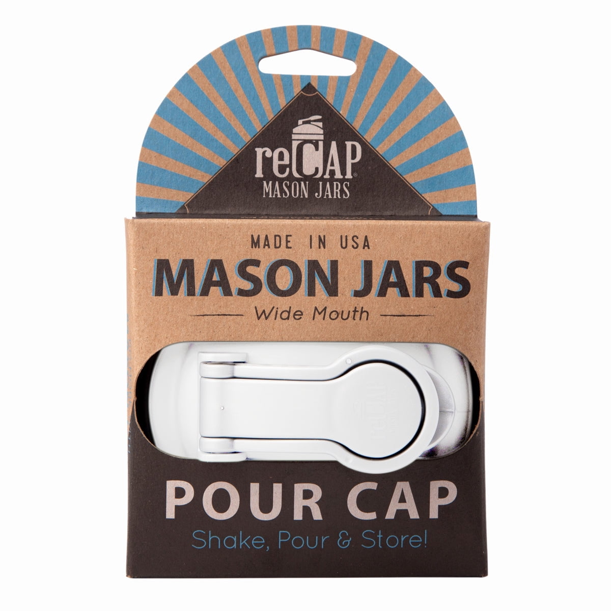 reCAP® Mason Jars Pour Carry-Loop Lid, Wide Mouth, Natural - Walmart.com