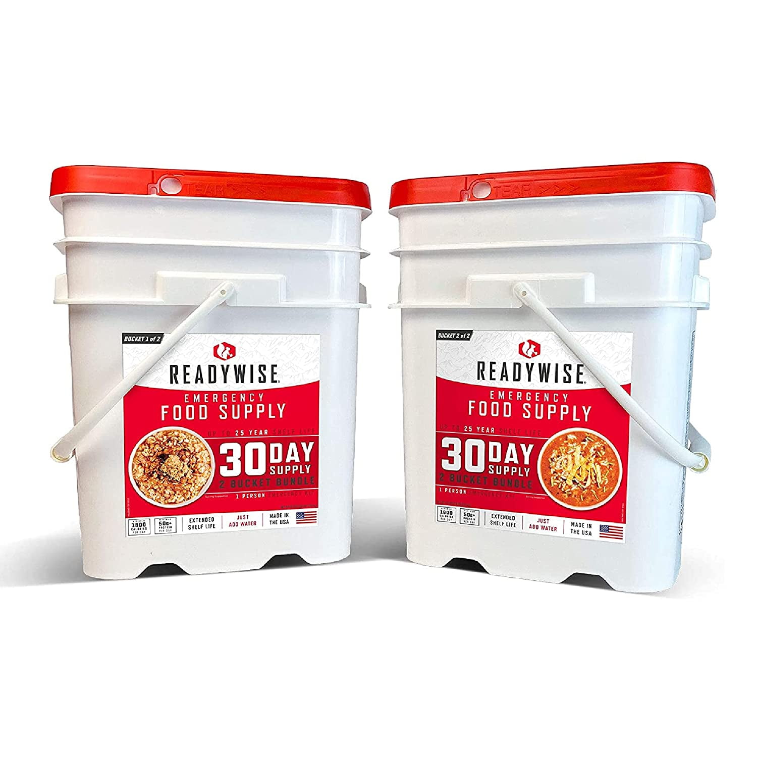 readywise 30-day emergency food supply | 2 buckets | 1,800 calories per ...