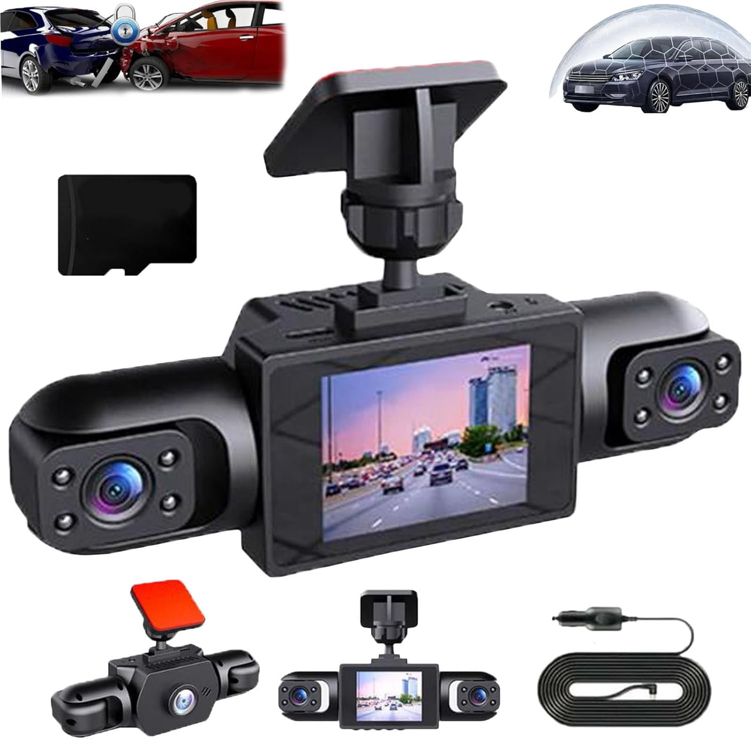 rechargeable dash cam no wires，Rechargeable 360 1080P Dash Cam No Wires ...