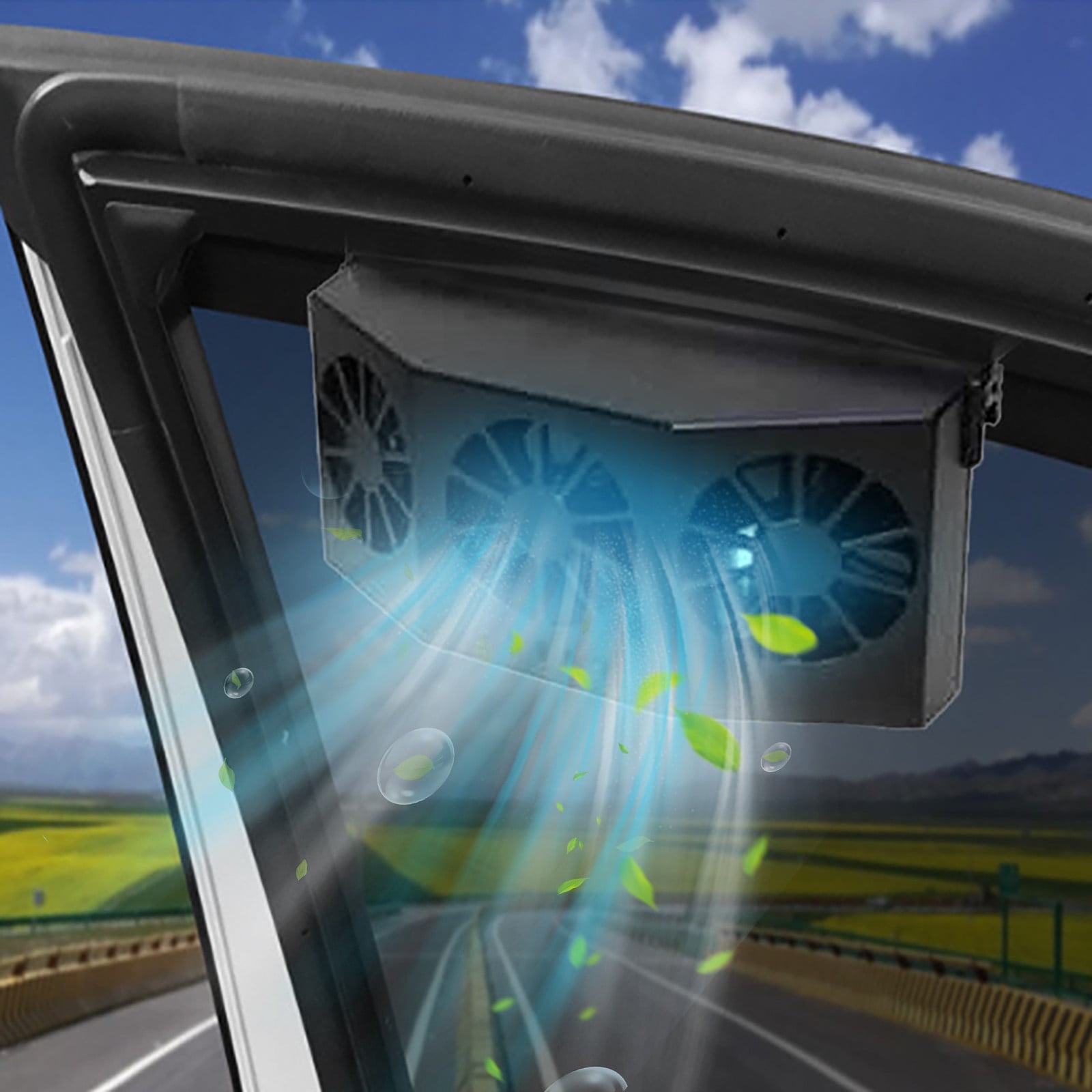 rechargeable fan cute office Solar Powered Car Window Windshield Auto ...