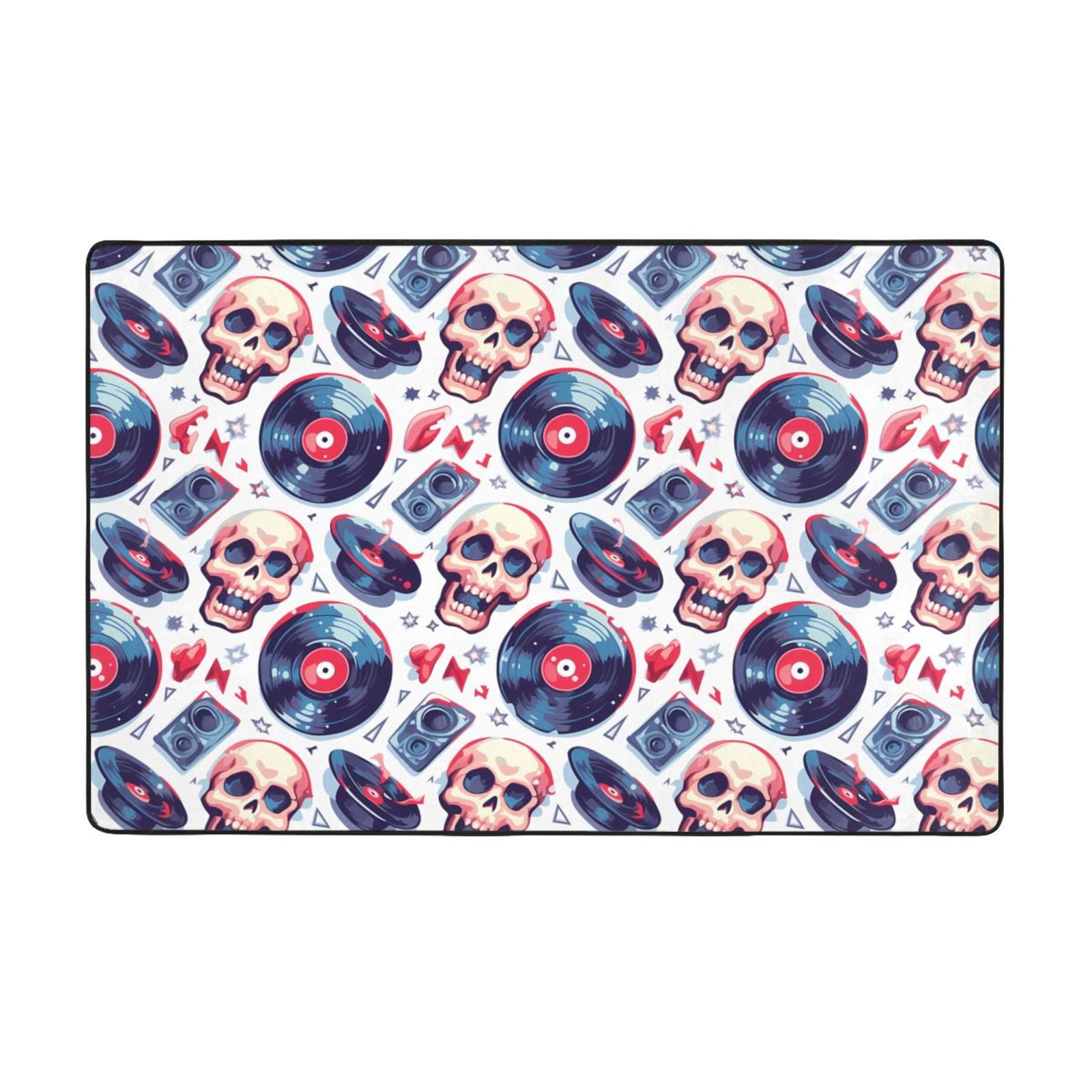 record rock music Skull Universal Door Mat Indoor Entrance, 60×39 Non ...