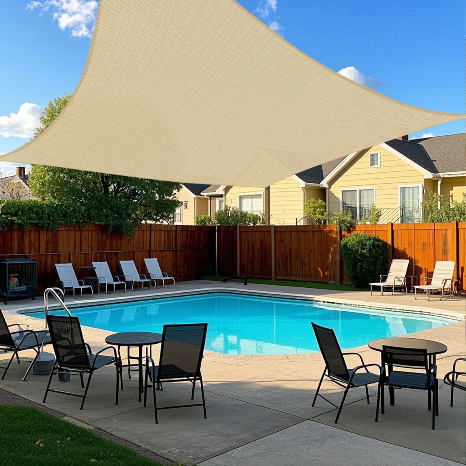 rectangle sun shade sail 7' x 18' for patio backyard permeable canopy ...