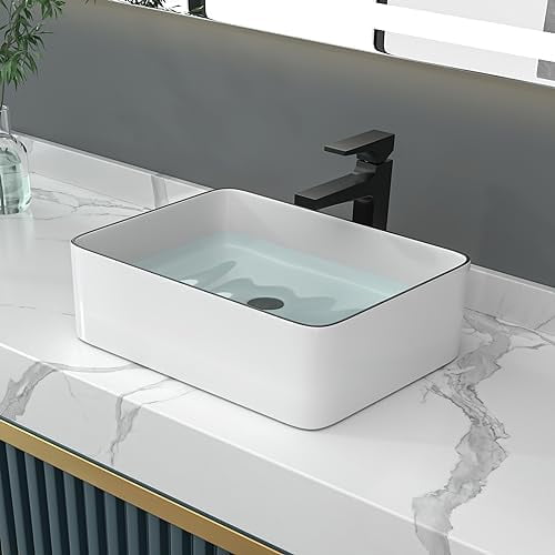 rectangle vessel sink - 19"x15" rectangular bathroom vessel sink white ...