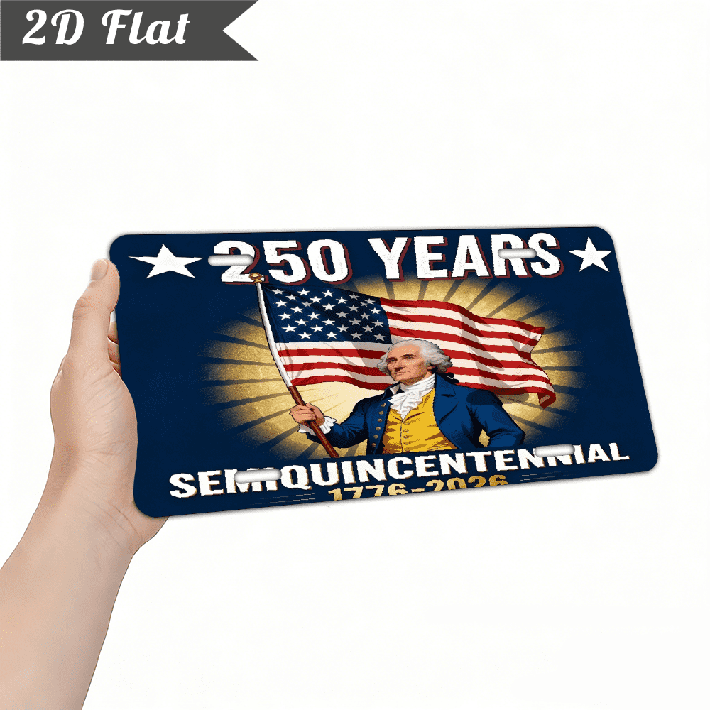 A rectangular aluminum decorative license plate with "250 YEARS ...