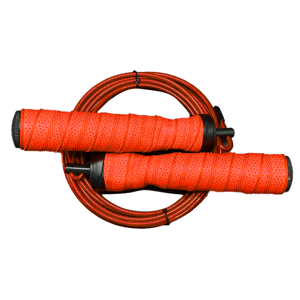 red Adjustable-Length Cable Jump Rope for Fitness, Rotating Grip-Tape ...