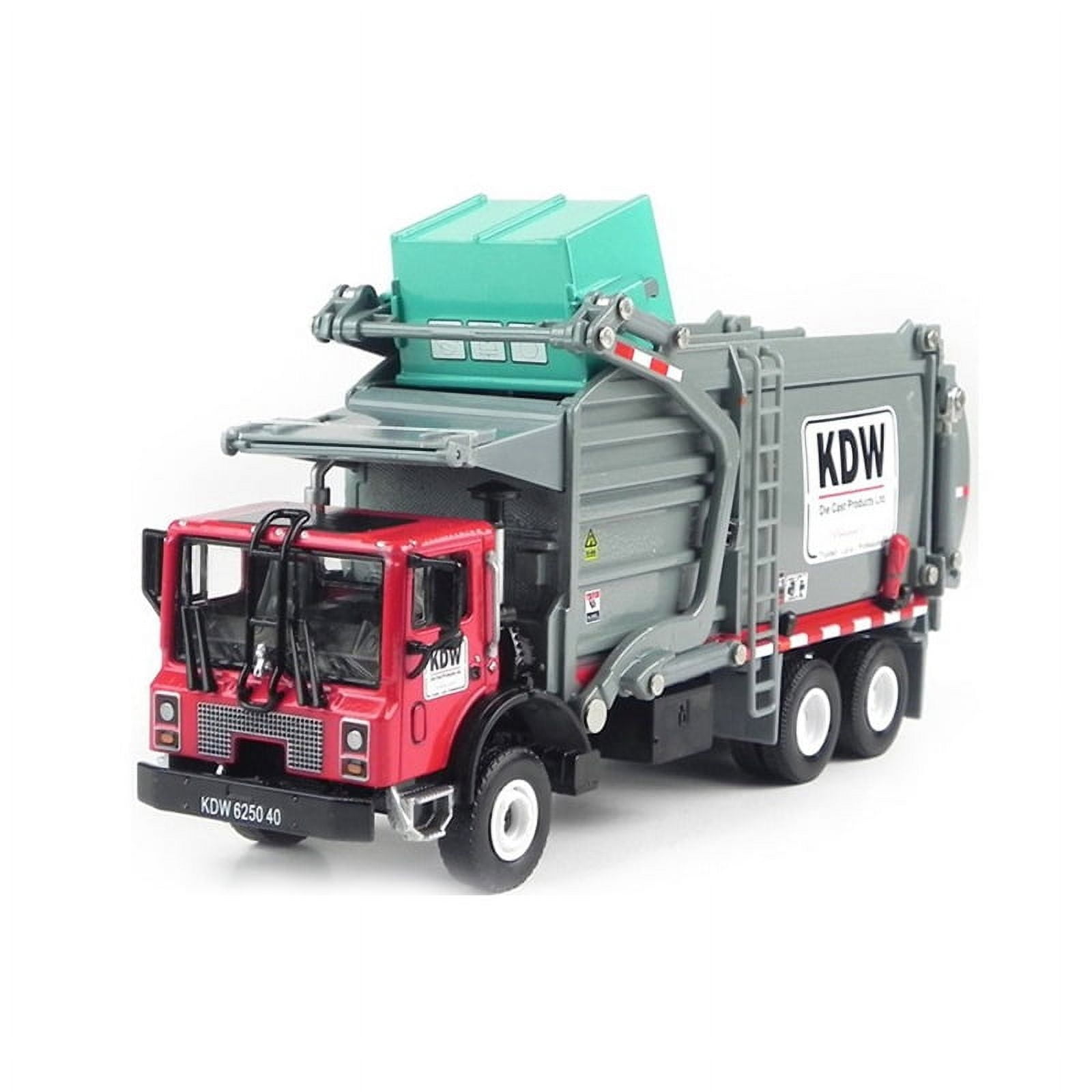 red Garbage Carrier Truck, 1:24 Alloy Diecast Barreled Waste Material ...