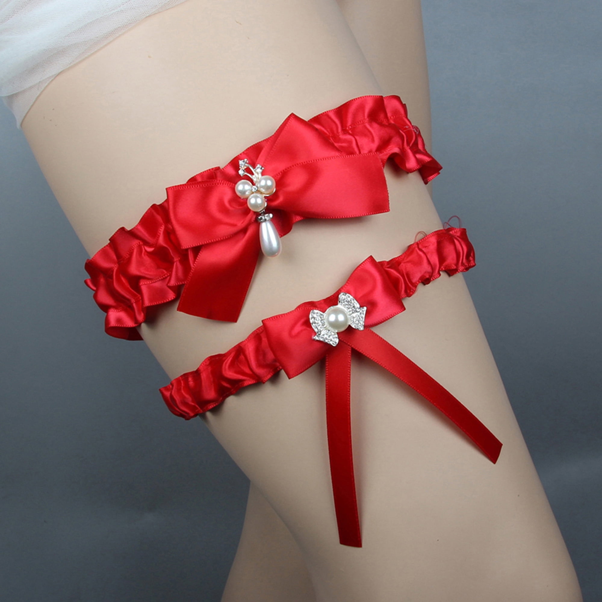 red Garters for Bride Wedding Garter Lace Bridal Garter Party Leg Thigh Garters for Women ...