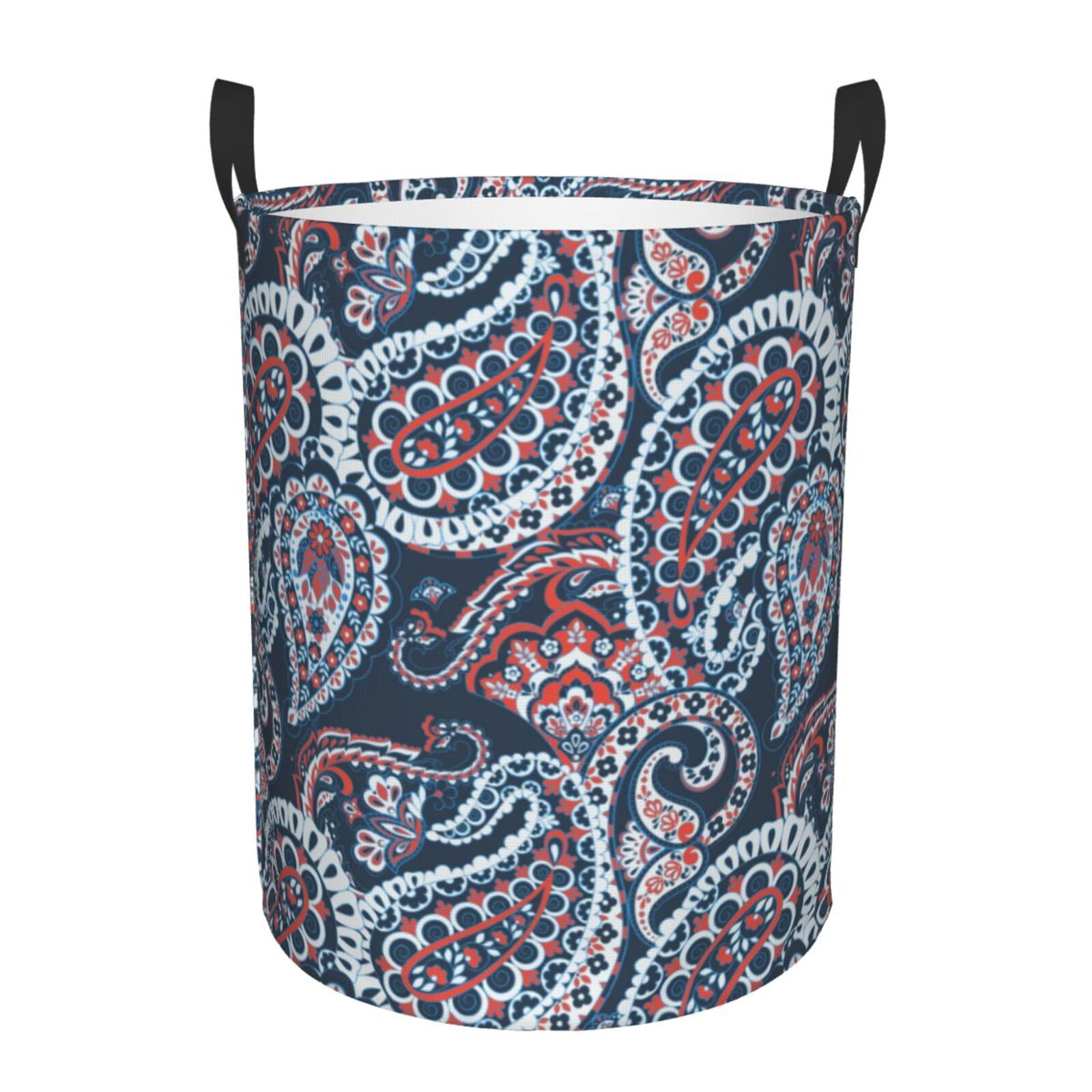 red Paisley Print Laundry Basket, Laundry Hamper Waterproof Laundry Bag ...